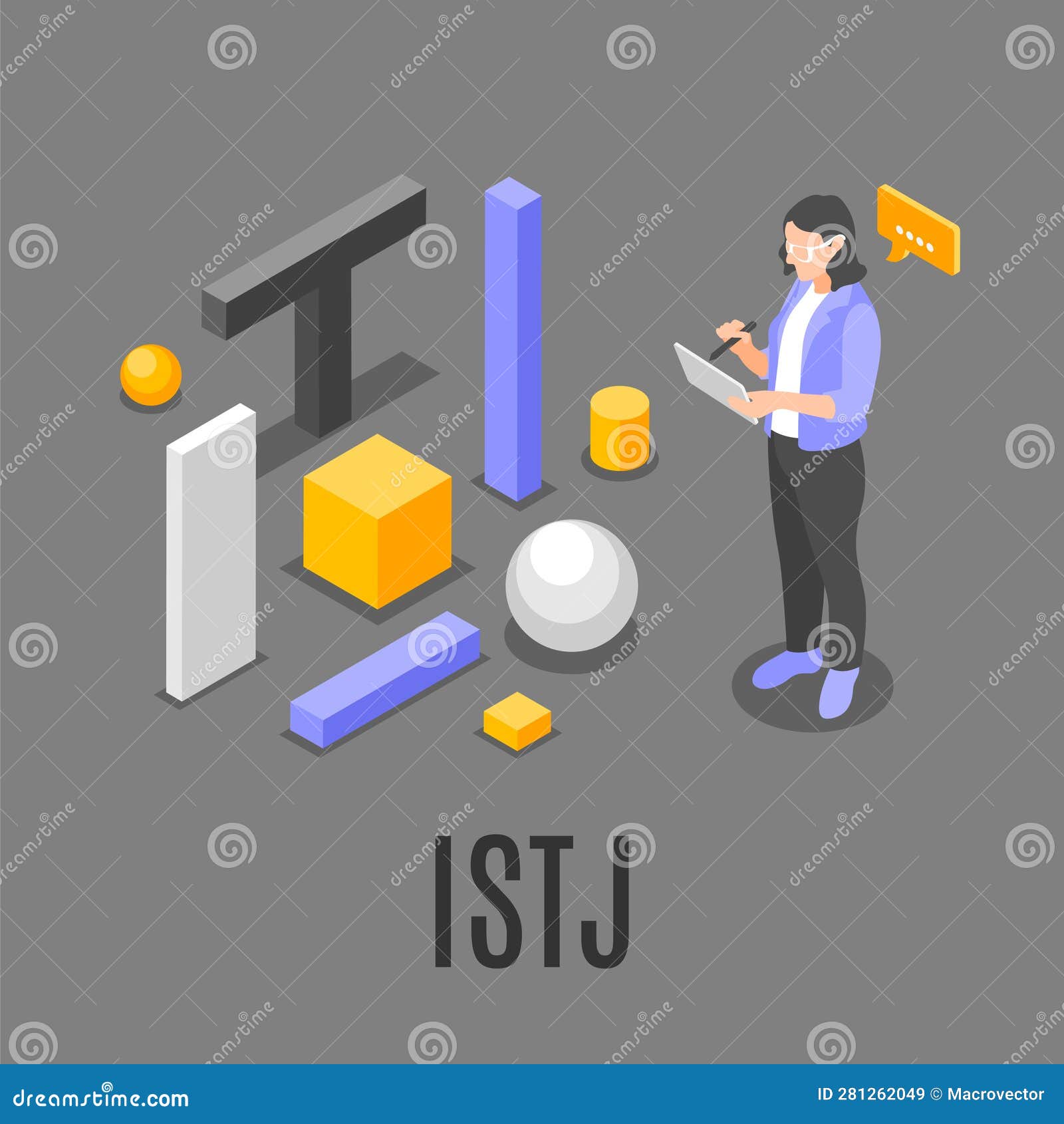 Mbti Type Isometric Composition Cartoon Vector | CartoonDealer.com ...