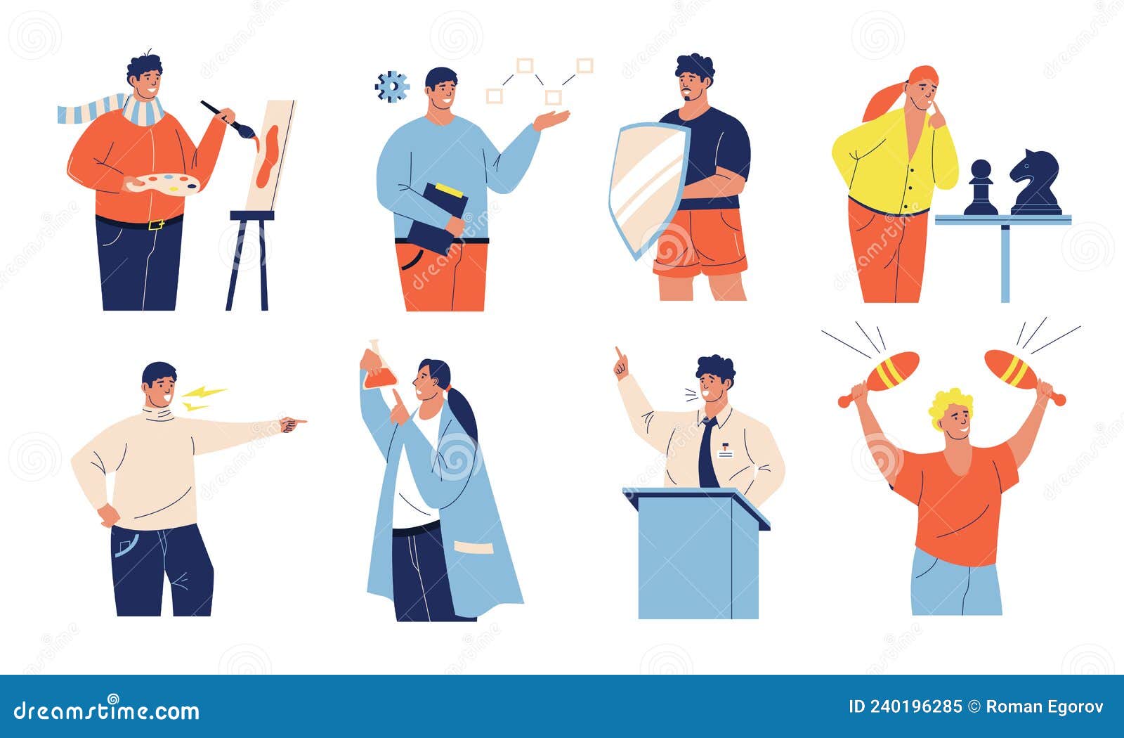 MBTI Types. Cartoon Person With Different Personality Thinking And ... MBTI Types. Cartoon Person With Different Personality Thinking And ...