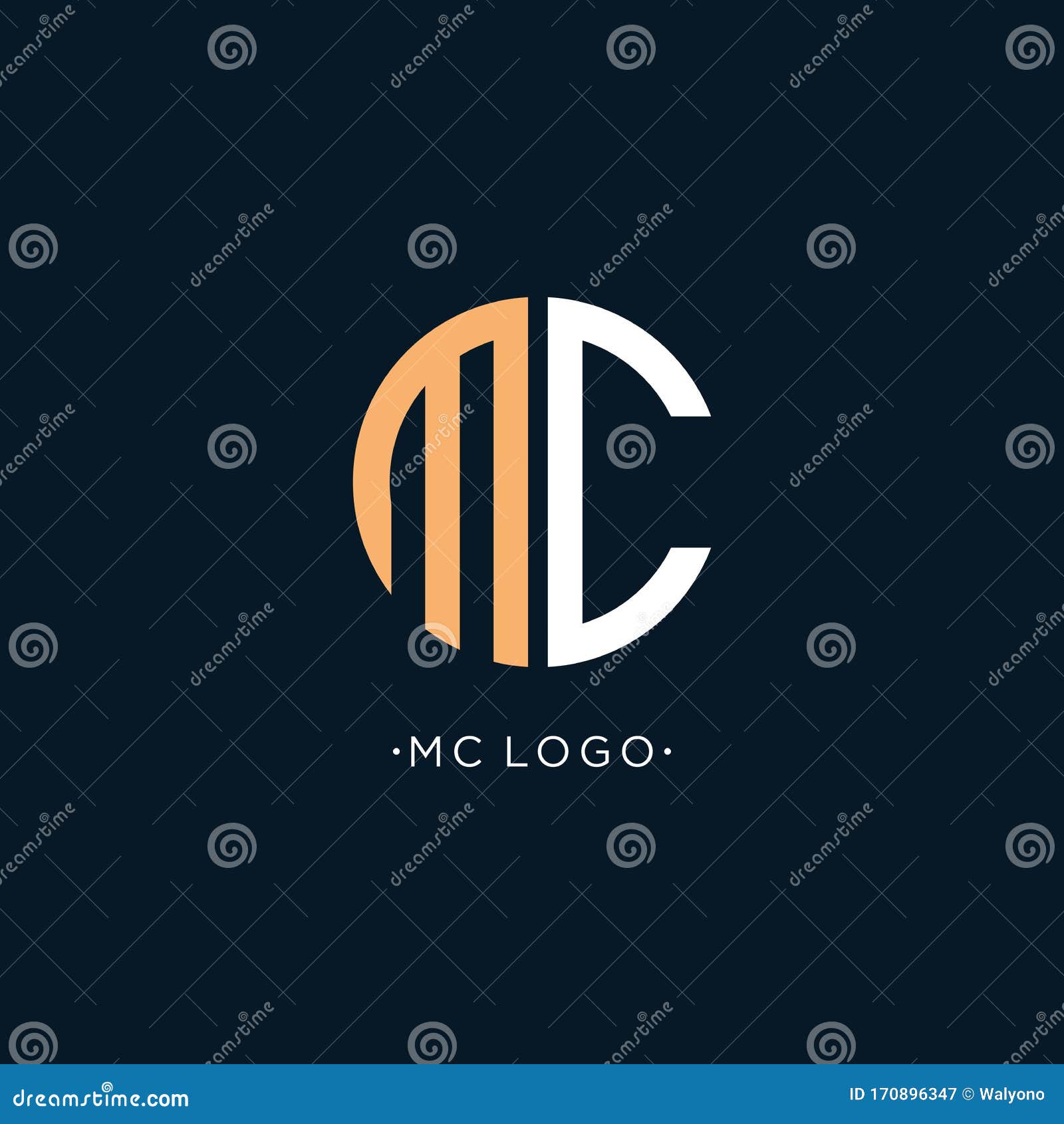 MC Circle Initial Logo Design Med Sans Serif Font Vector Illustration ...