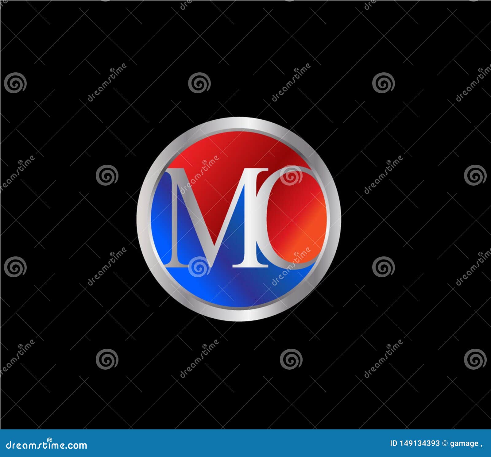 MC Initial Circle Shape Red Blue Silver Color Later Logo Design Stock ...
