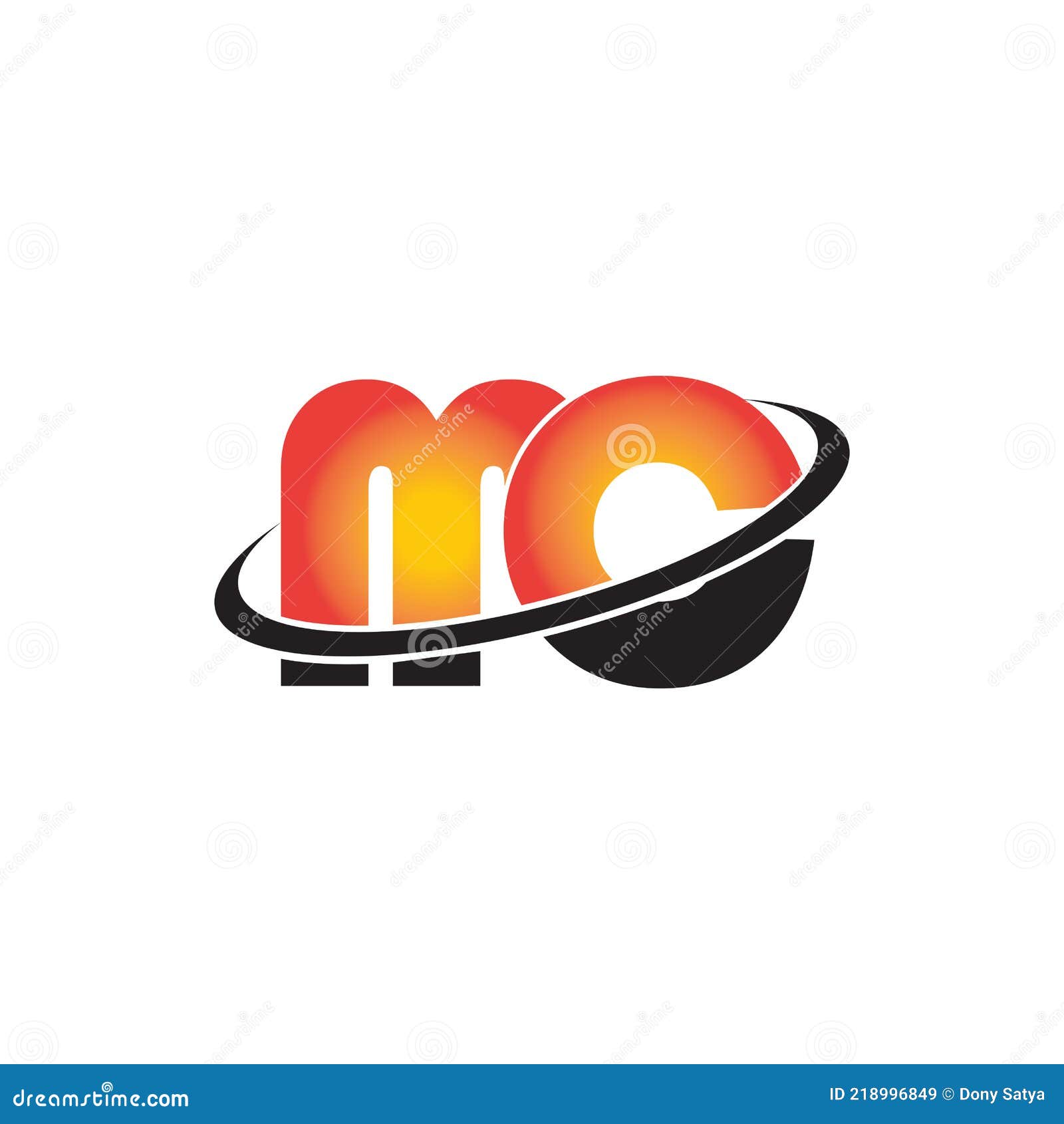 MC Initial Letter Linked Design Logo with Swoosh Vector in Isolated ...