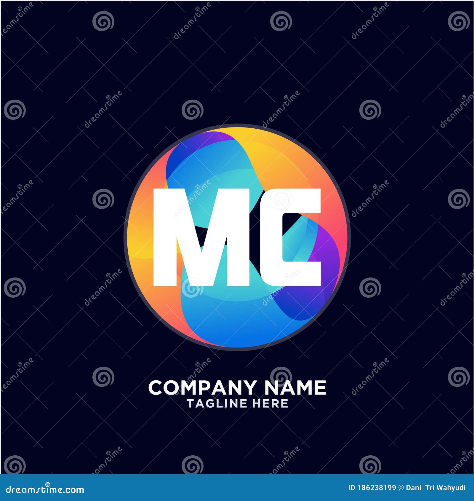 MC Initial Logo with Colorful Circle Template Vector Stock Vector ...
