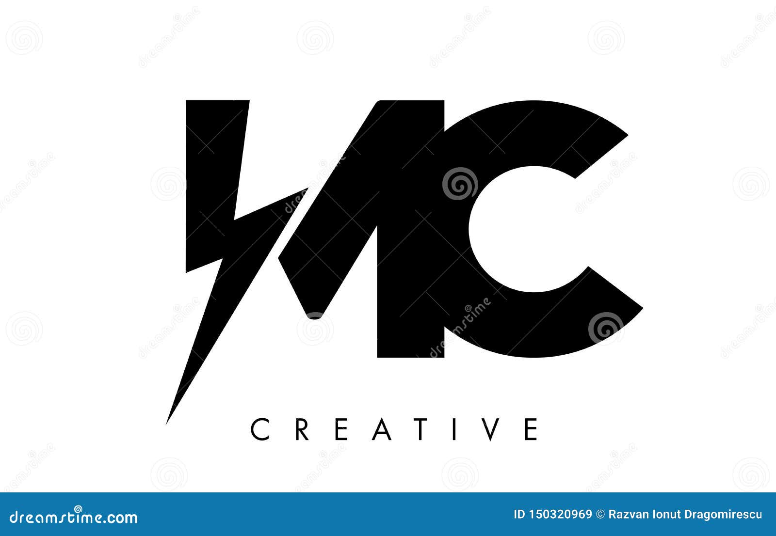 MC Letter Logo Design with Lighting Thunder Bolt. Electric Bolt Letter ...