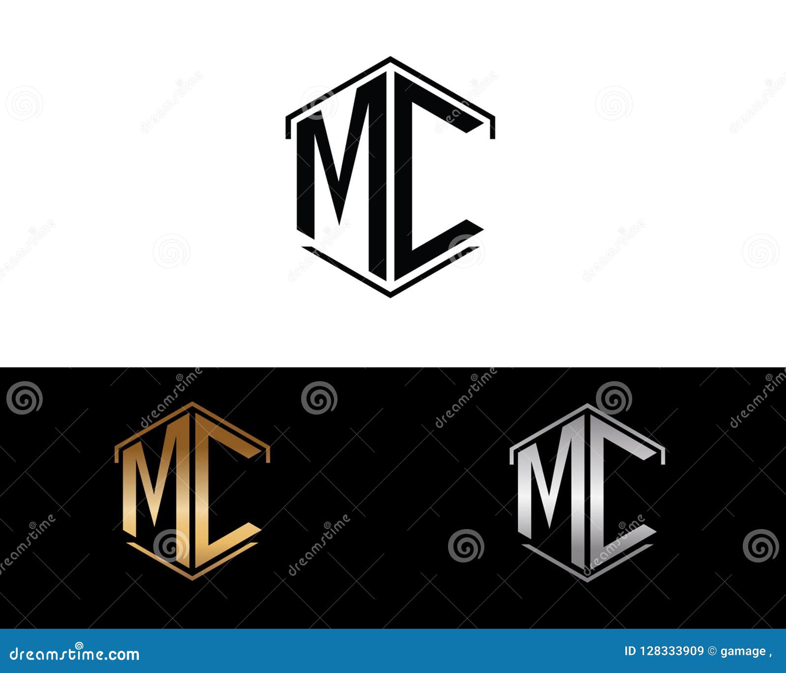 MC Letters Linked with Hexagon Shape Logo Stock Vector - Illustration ...