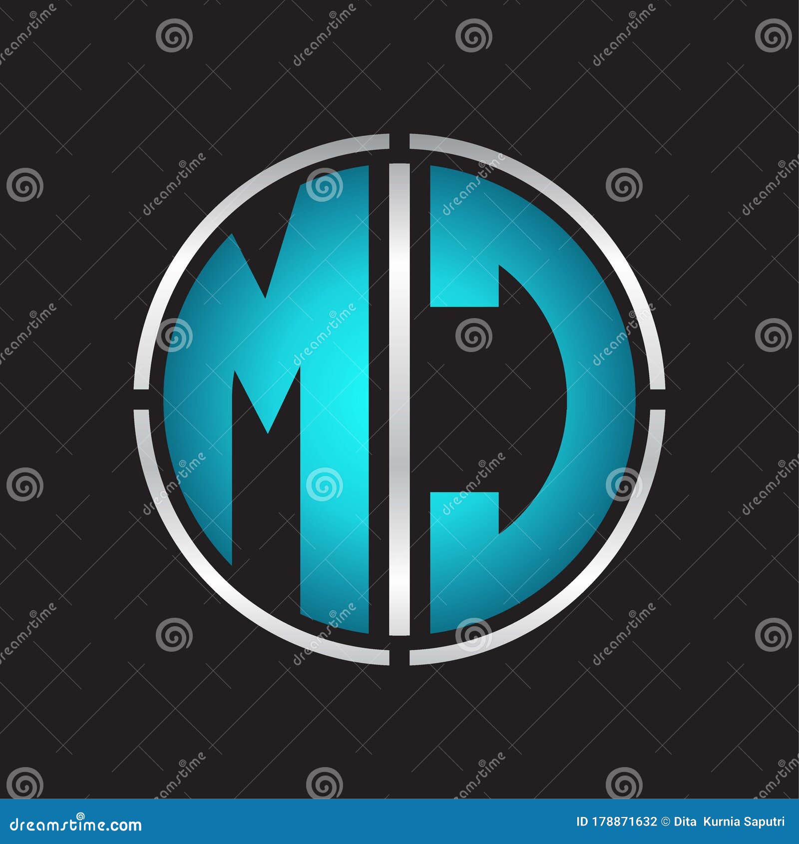 MC Logo Initial with Circle Line Cut Design Template on Blue Colors ...