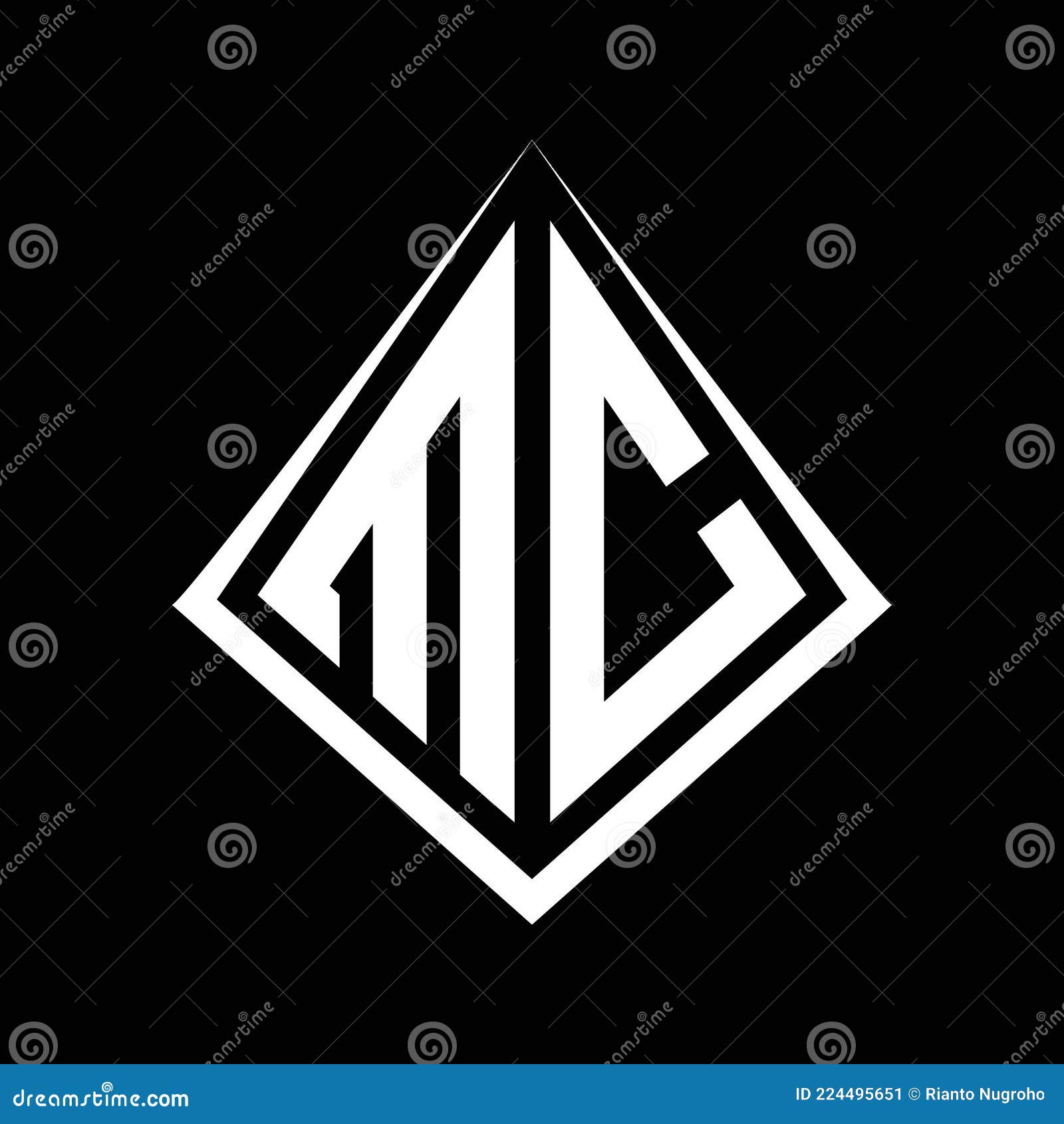 MC Logo Letters Monogram with Prisma Shape Design Template Stock Vector ...