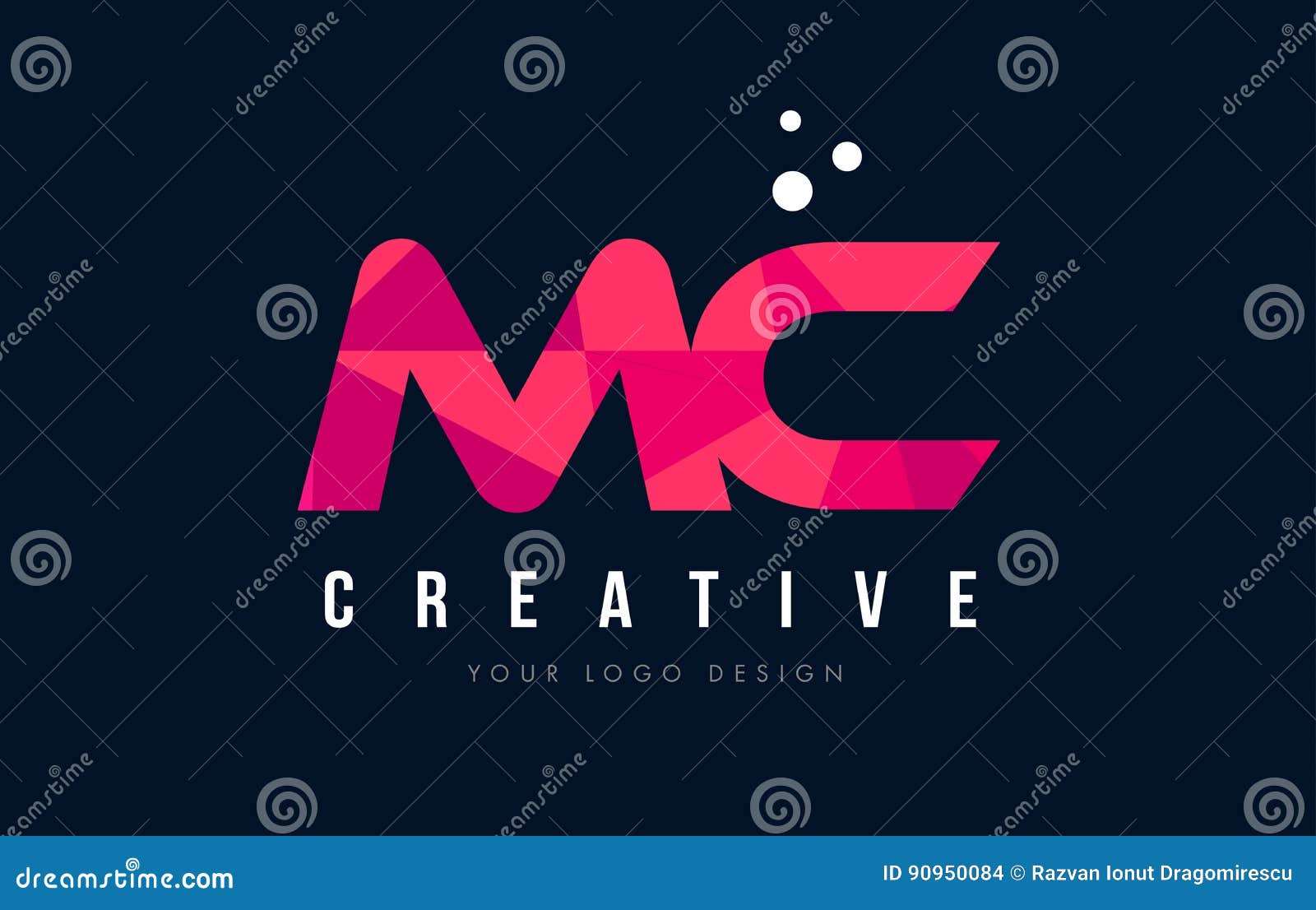 MC M C Letter Logo with Purple Low Poly Pink Triangles Concept Stock ...