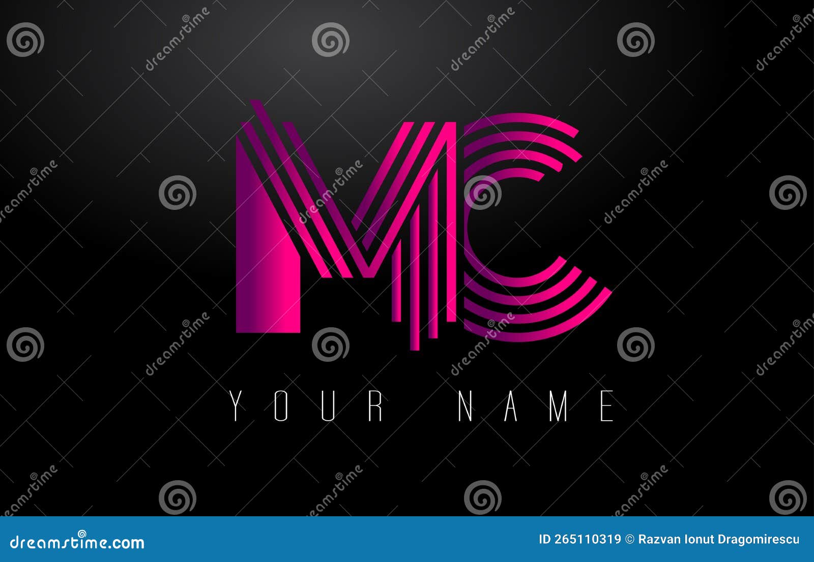 MC Magenta Lines Letter Logo. Creative Line Letters Vector Template ...