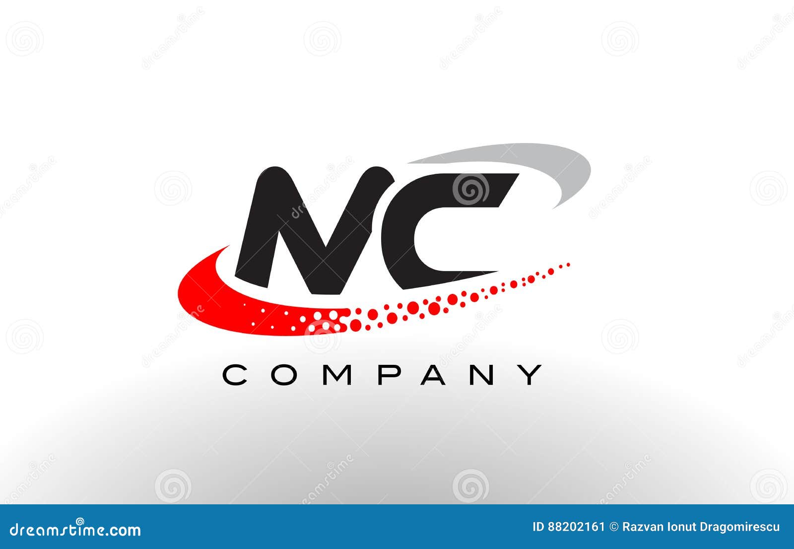 MC Modern Letter Logo Design with Red Dotted Swoosh Stock Vector ...