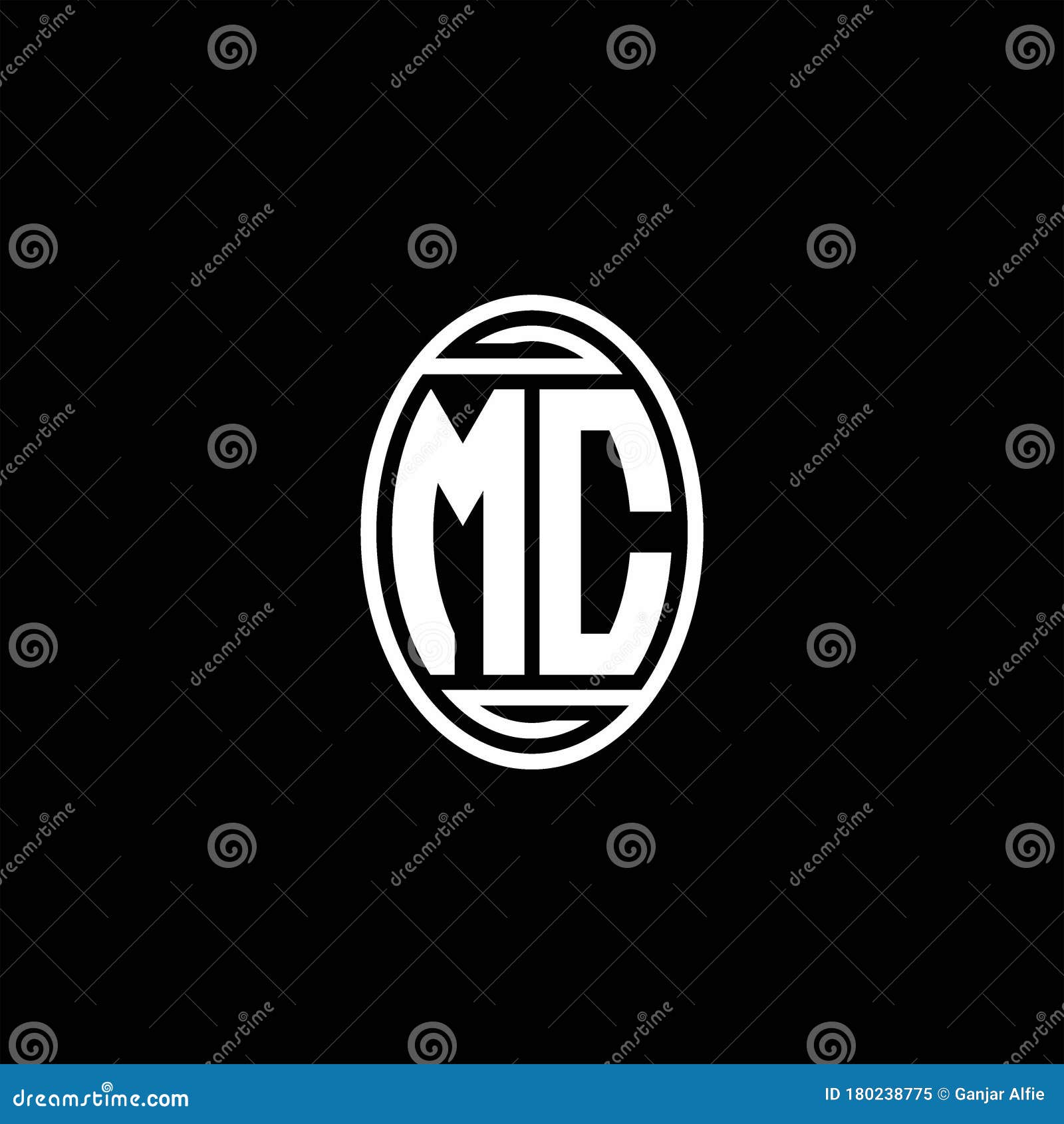 MC Monogram Logo Isolated on Oval Rotate Shape Stock Vector ...