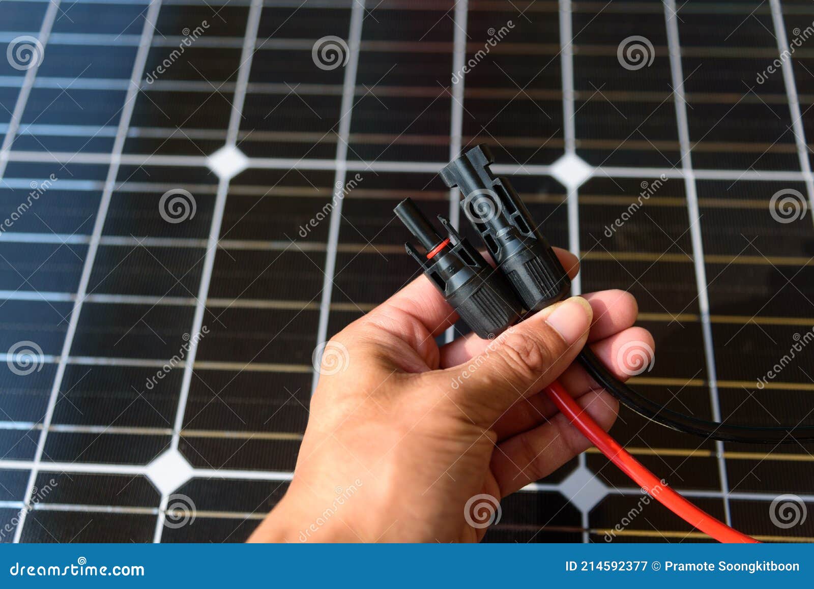 MC4 Socket Connector of Solar Cell Panel Stock Image - Image of closeup ...