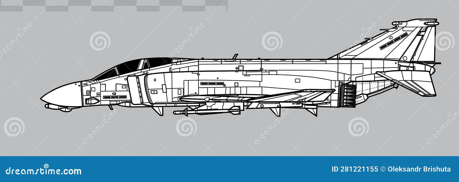 McDonnell Douglas F-4B Phantom II. Vector Drawing of Carrier Based ...