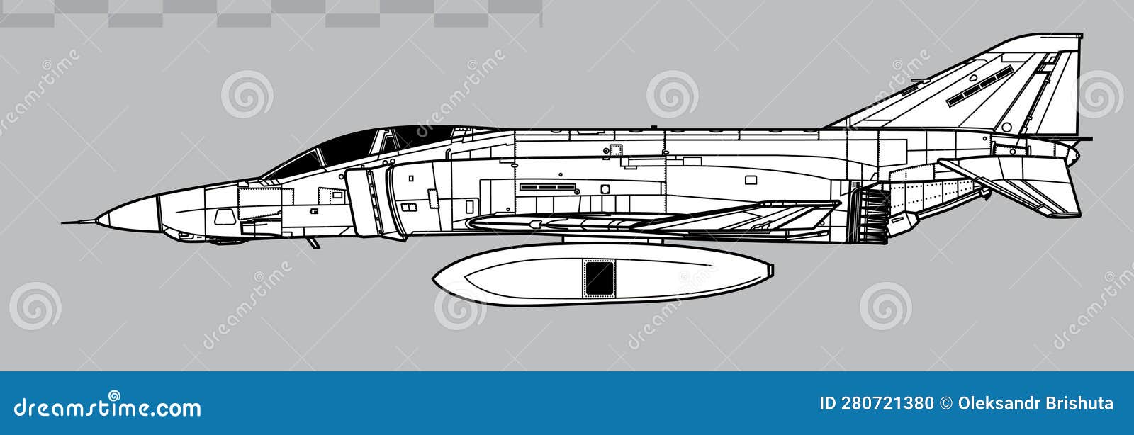 McDonnell Douglas Phantom II RF-4C With LOROP Pod. Vector Drawing Of ...