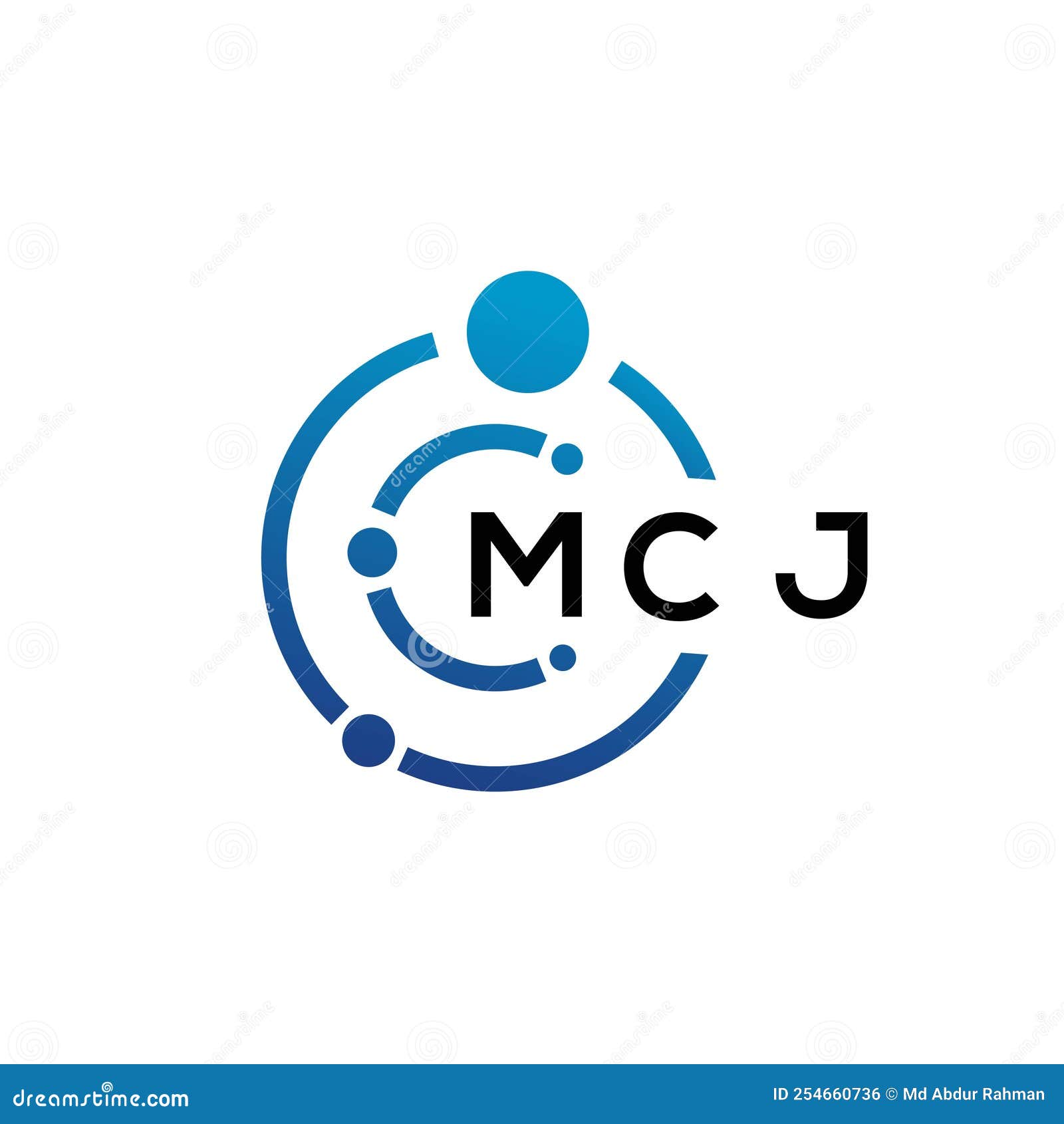 MCJ Letter Technology Logo Design on White Background. MCJ Creative ...