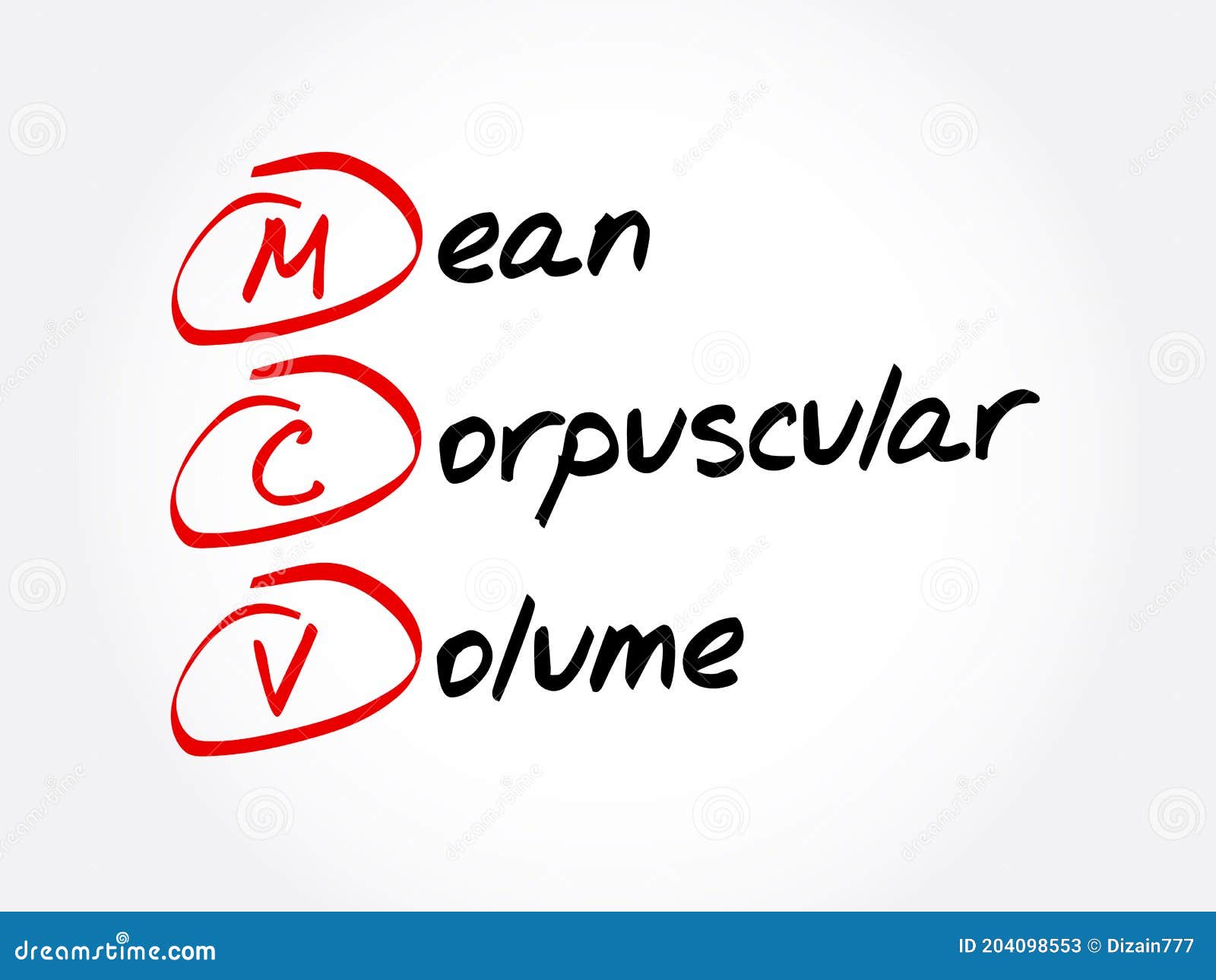 MCV - Mean Corpuscular Volume Acronym Stock Illustration - Illustration ...