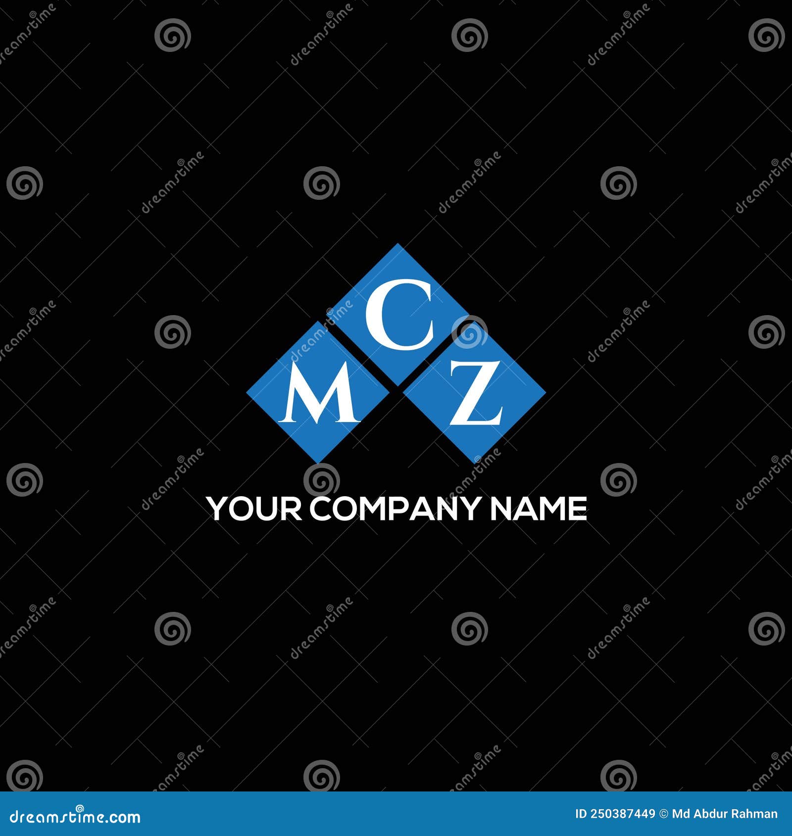 MCZ Letter Logo Design on BLACK Background. MCZ Creative Initials ...
