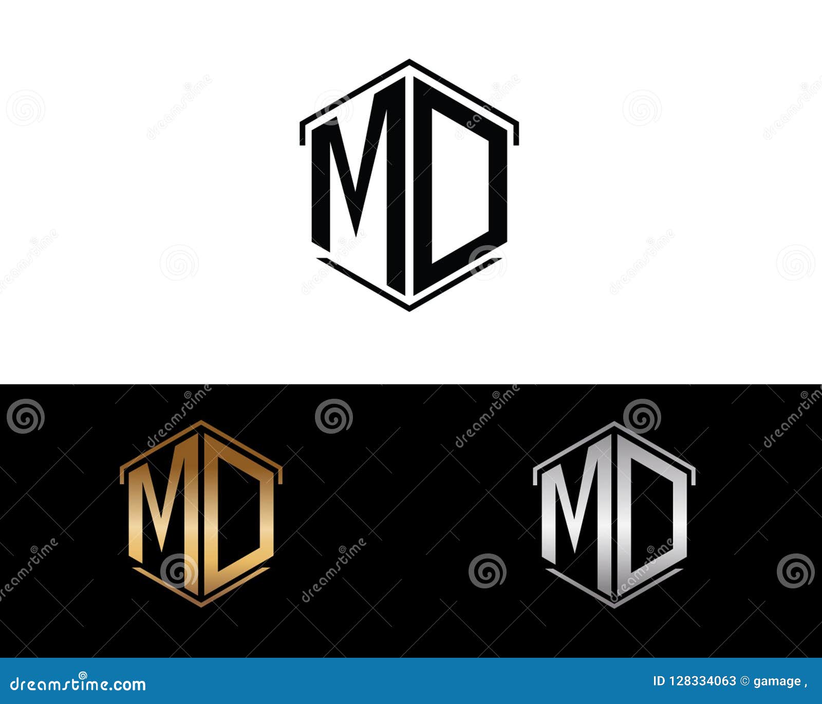 MD Hexagon Shape Letters Vector Design Stock Vector - Illustration of ...
