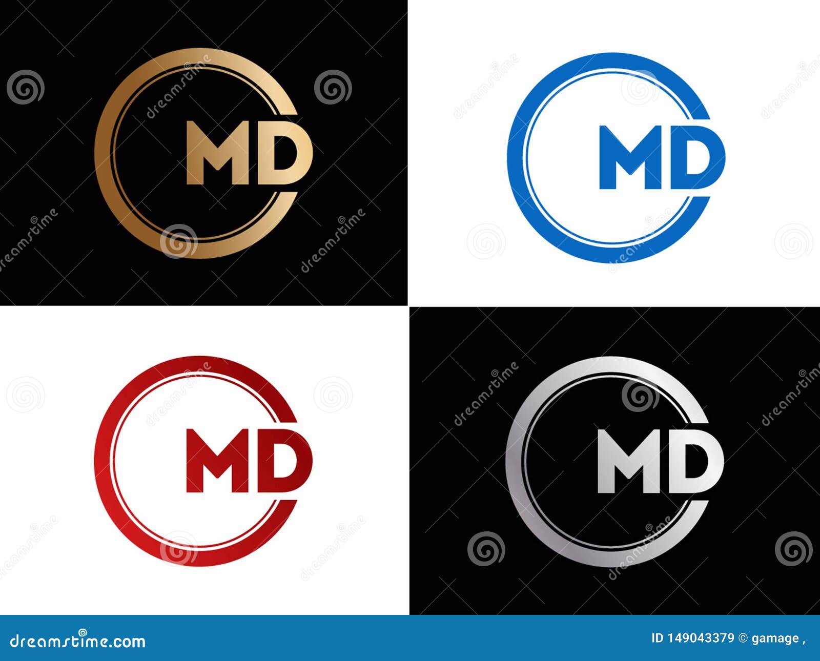 MD Initial Circle Shape Gold Color Later Logo Design Stock Vector ...