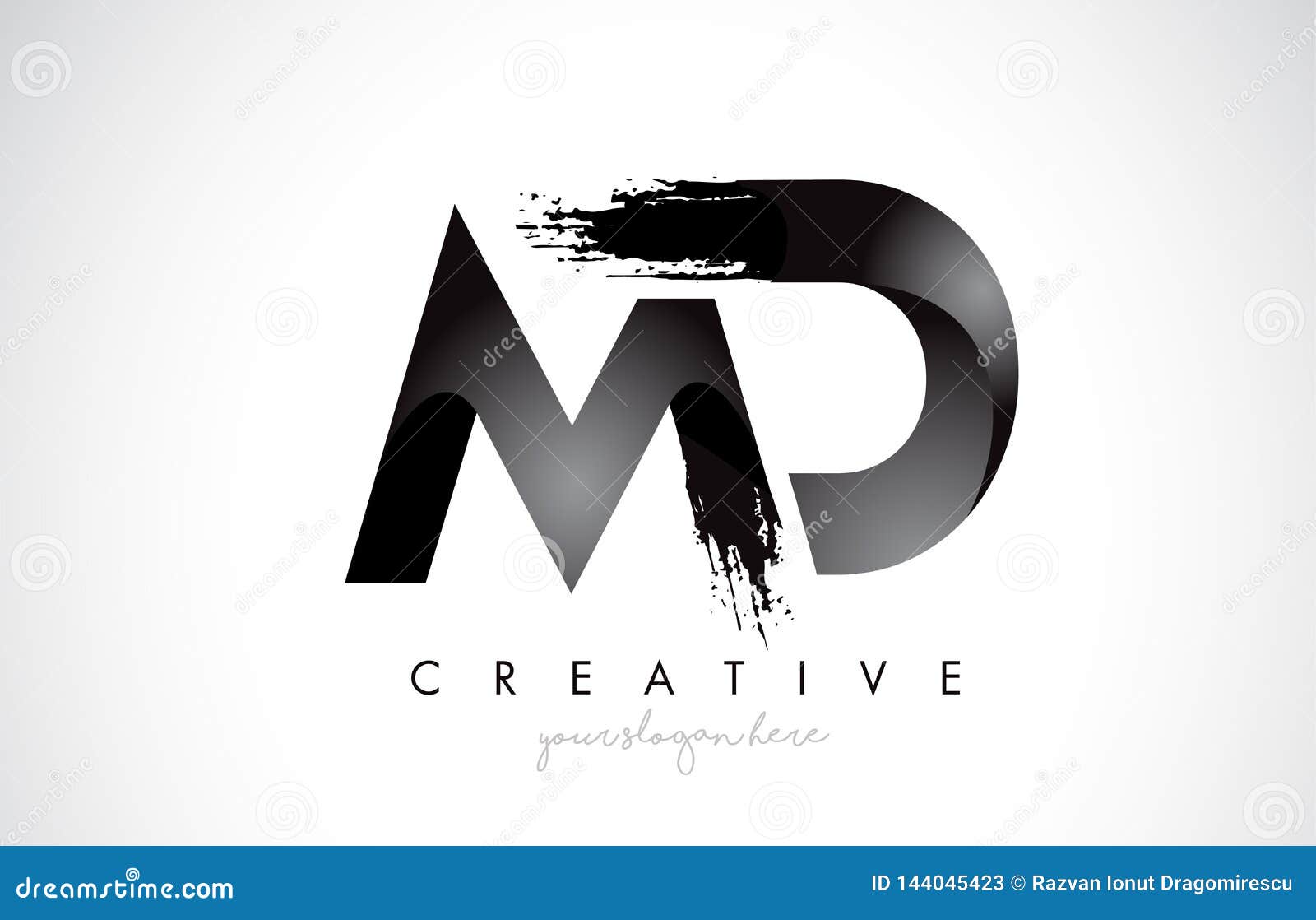 MD Letter Design with Brush Stroke and Modern 3D Look Stock Vector ...
