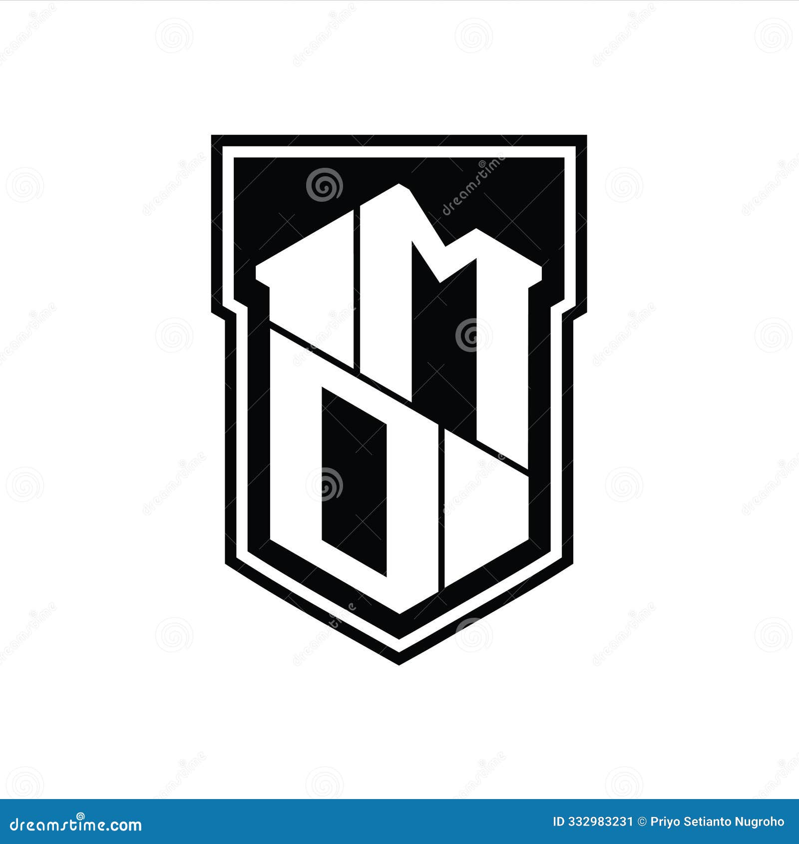 MD Logo Monogram Hexagon Geometric Up and Down Inside Shield Isolated ...