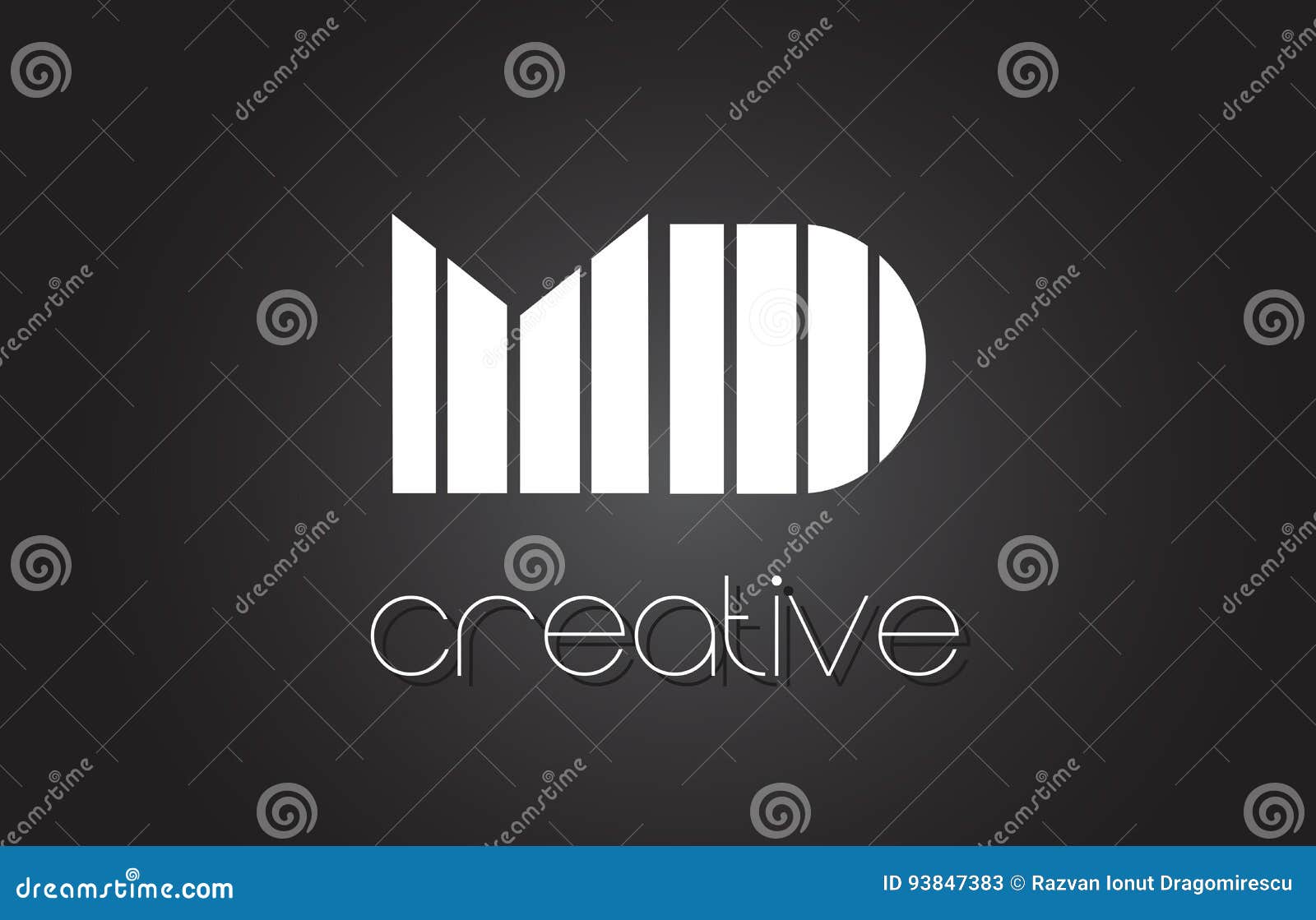 MD M D Letter Logo Design with White and Black Lines. Stock Vector ...