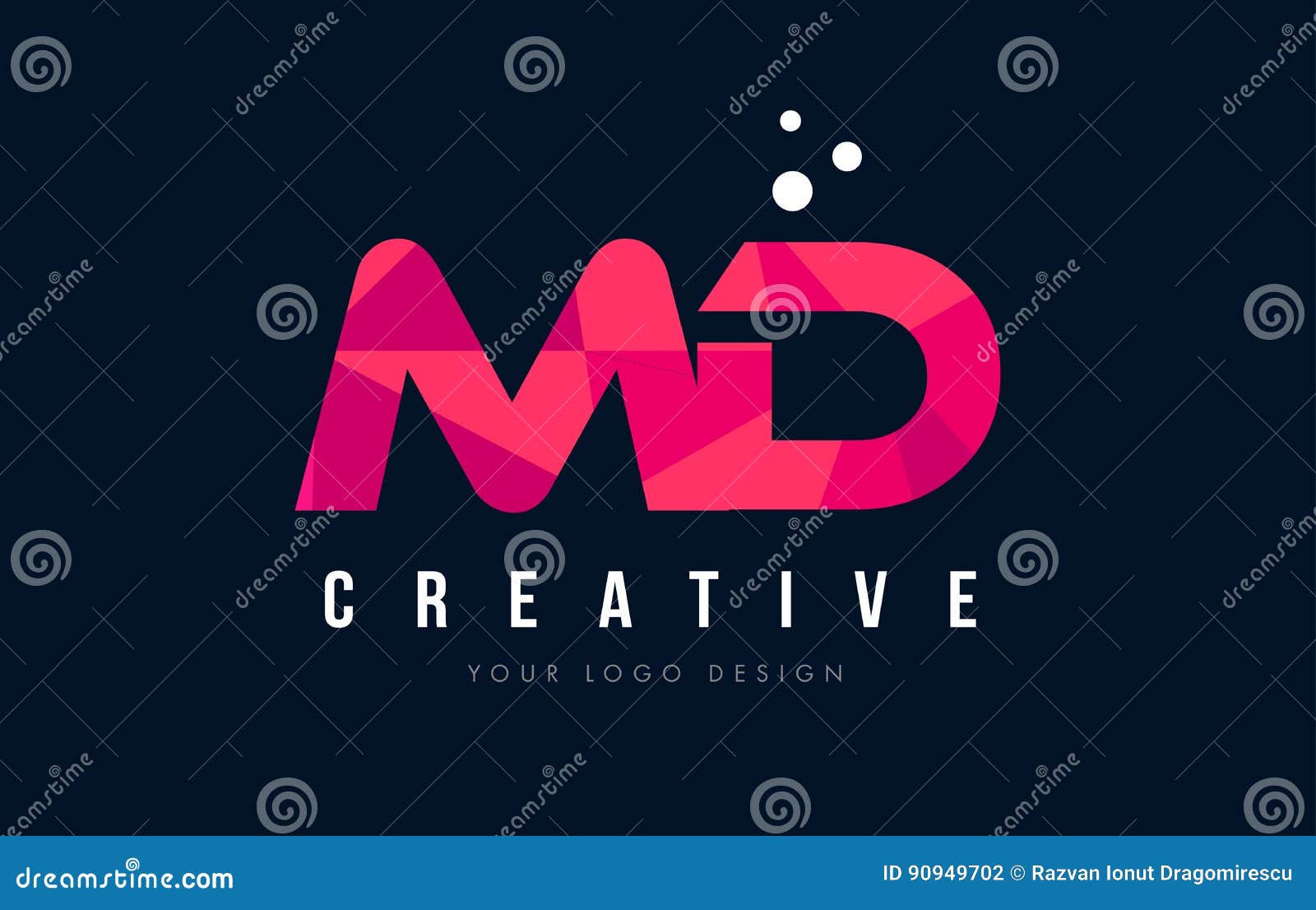 MD M D Letter Logo with Purple Low Poly Pink Triangles Concept Stock ...