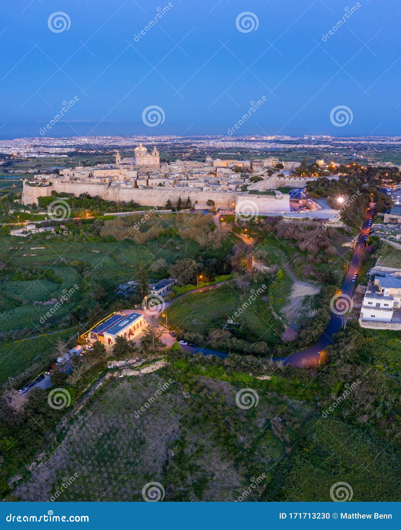 Mdina and Rabat Aerial Vertical Panorama Stock Photo - Image of ...