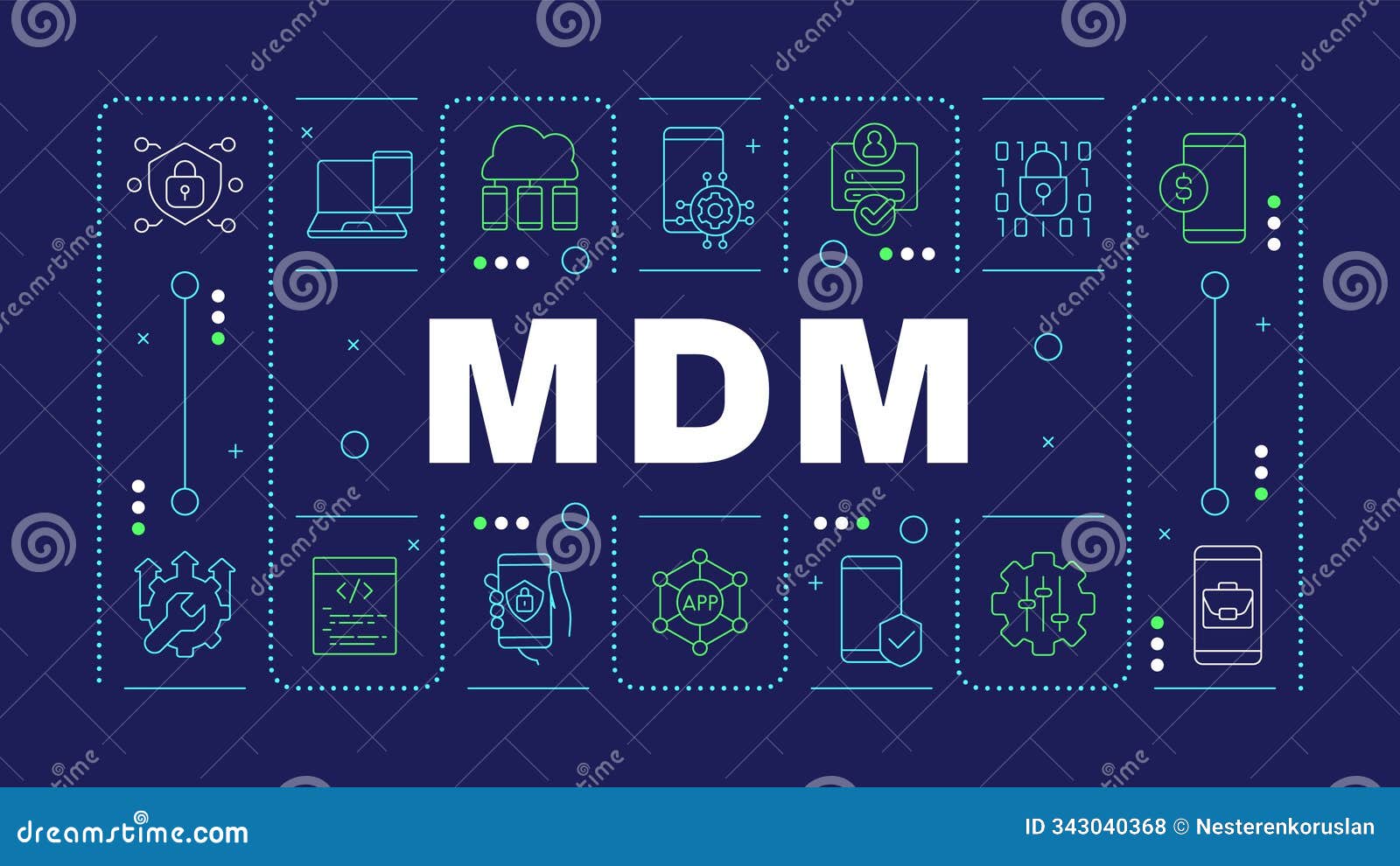 MDM blue word concept stock illustration. Illustration of editable ...