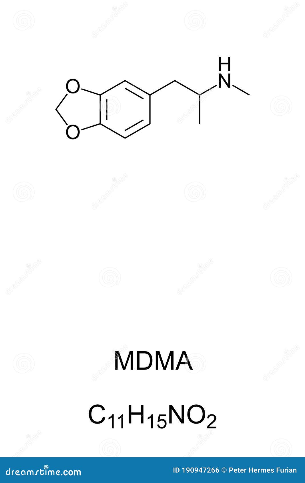 MDMA Structural Chemical Formula On White Background Vector ...