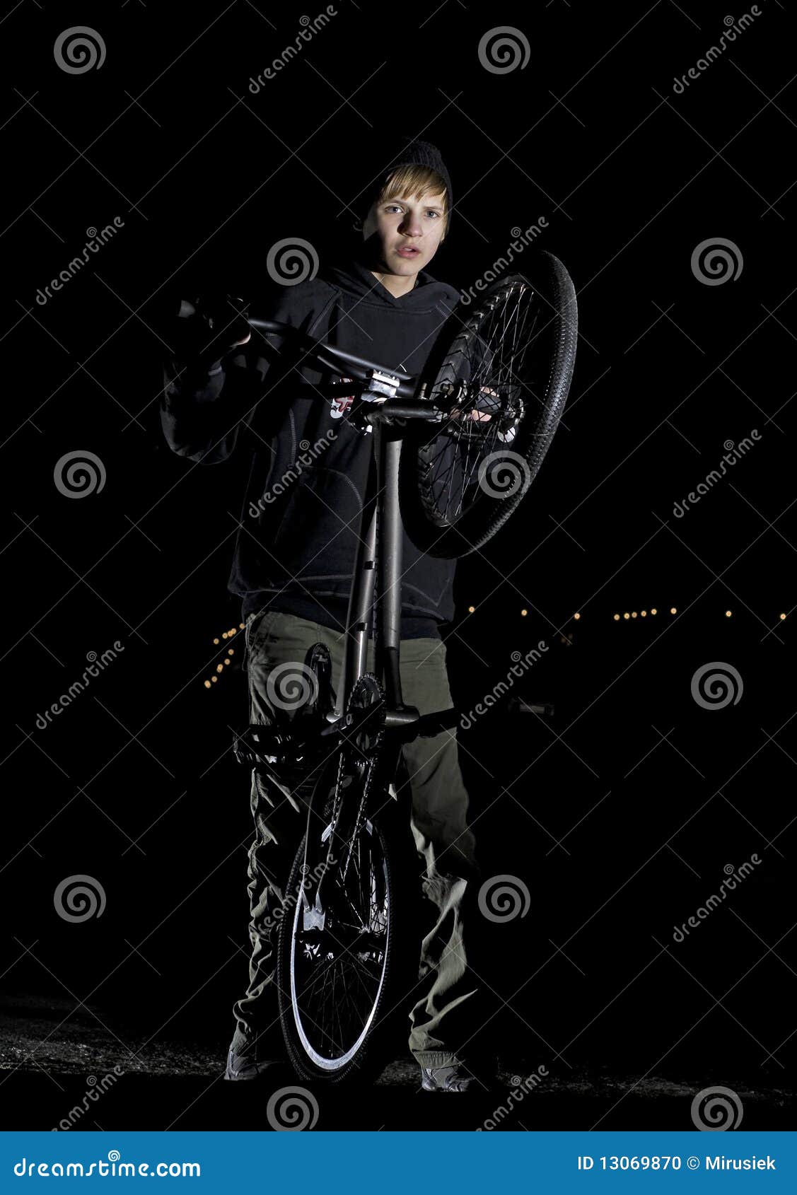 Me and bike stock photo. Image of strobe, night, flash - 13069870