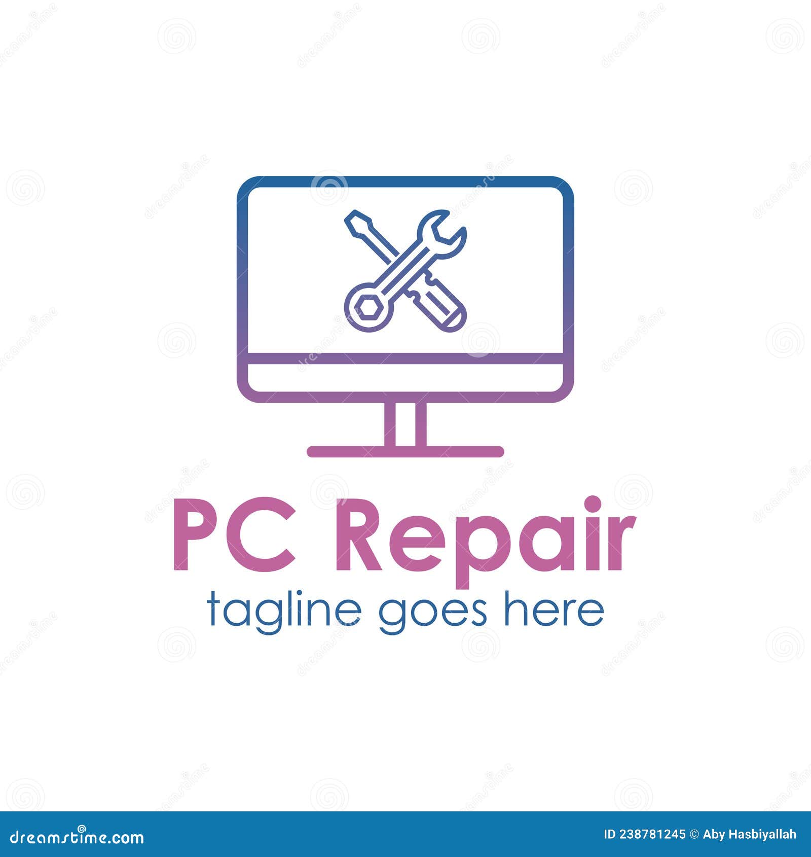 PC Repair Logo Design Template with Computer Tools Icon and Repair Icon ...