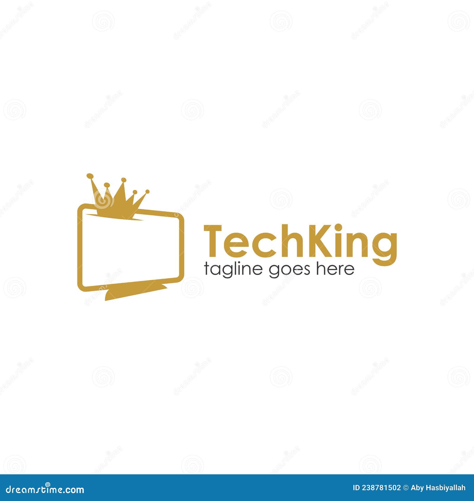 Tech King Logo Design Template with Computer Tools Icon and Crown Icon ...