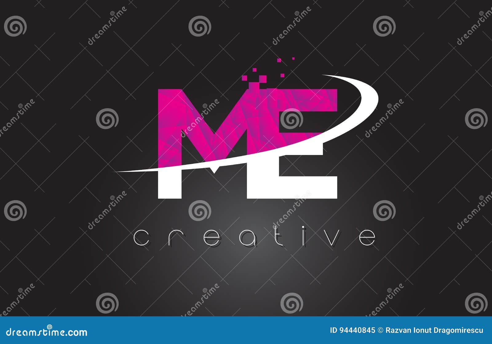 ME M E Creative Letters Design with White Pink Colors Stock Vector ...