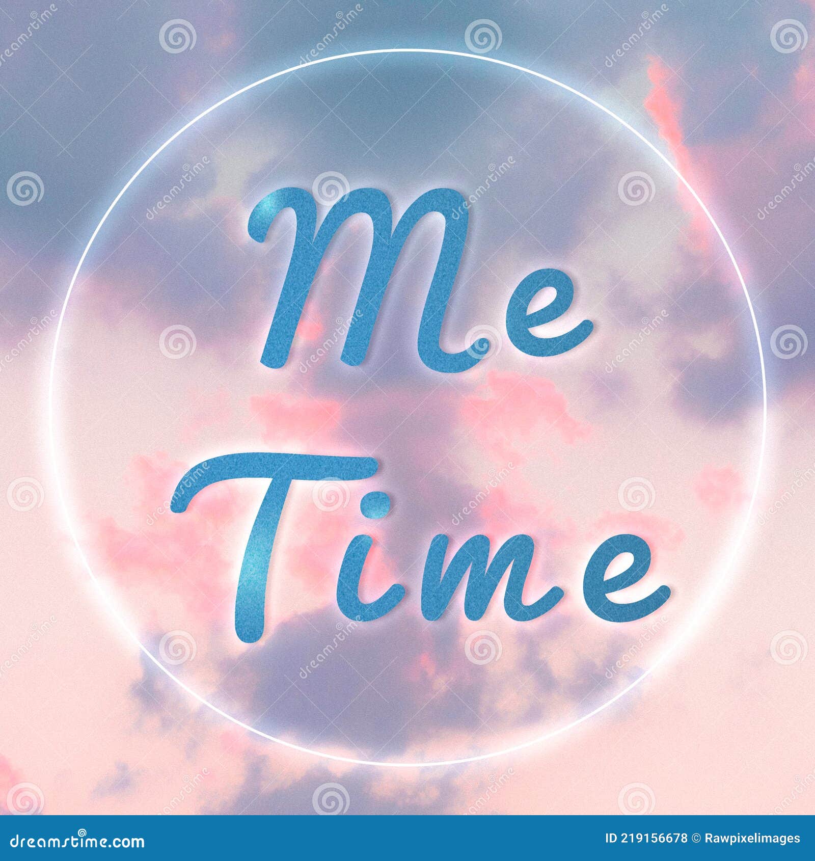 Me Time Blue Neon Glow Typography Stock Illustration - Illustration of ...