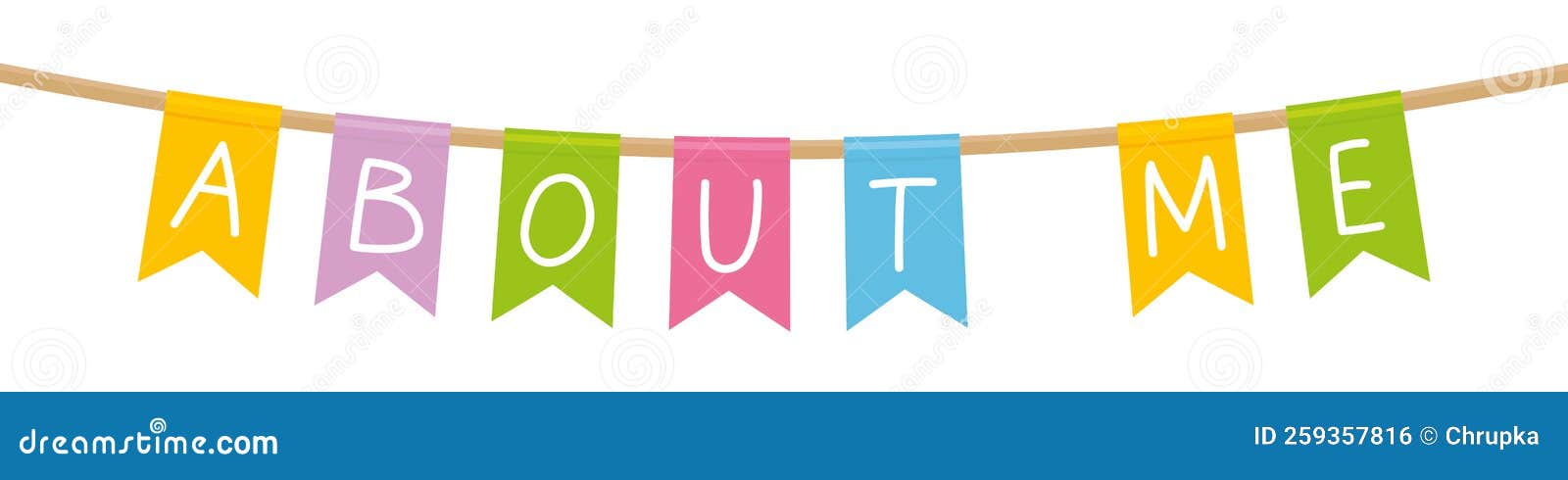About Me Written on Colorful Garland with Flags Stock Vector ...
