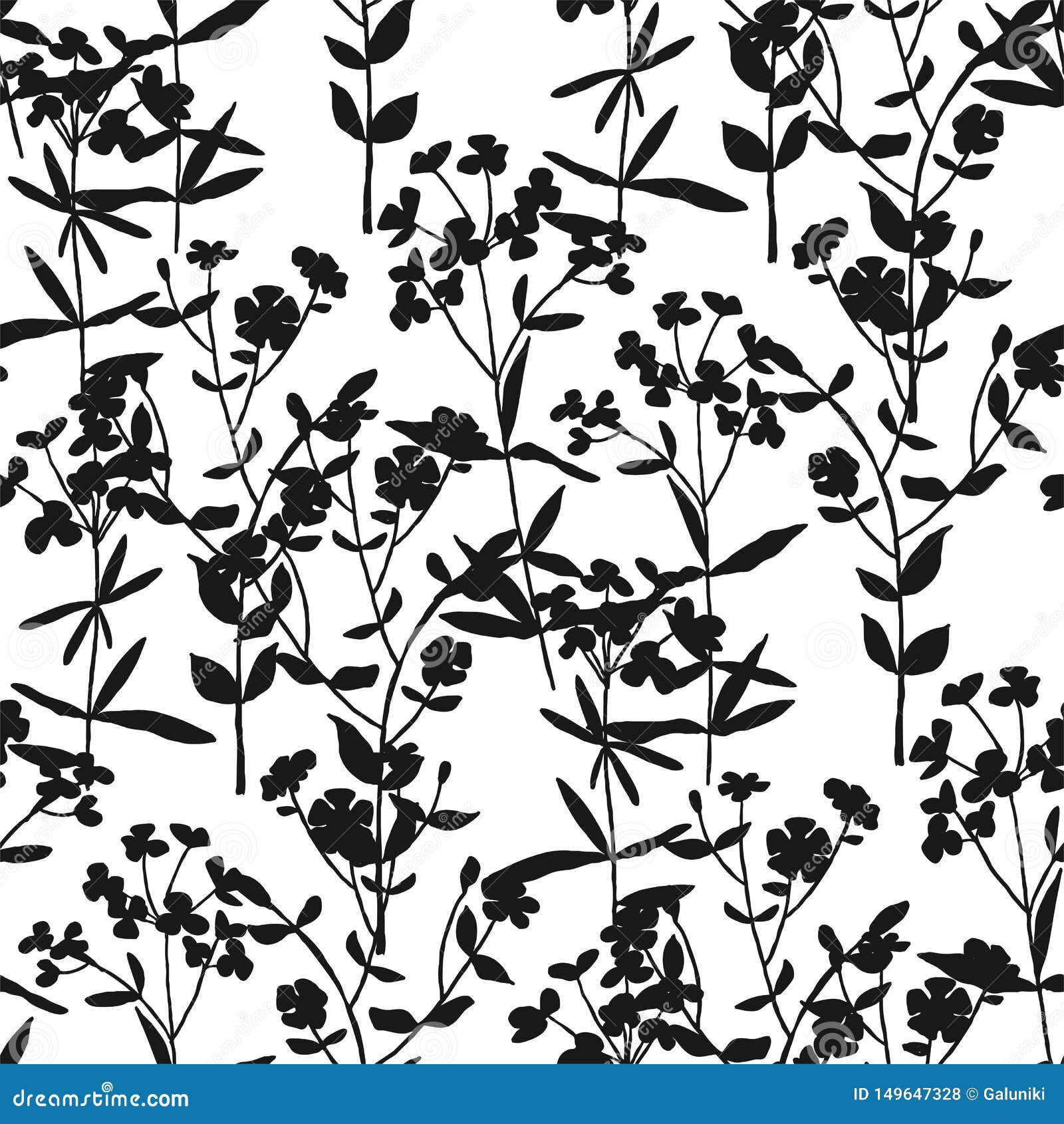 Meadow Blossom Grass Seamless Pattern Stock Vector - Illustration of ...