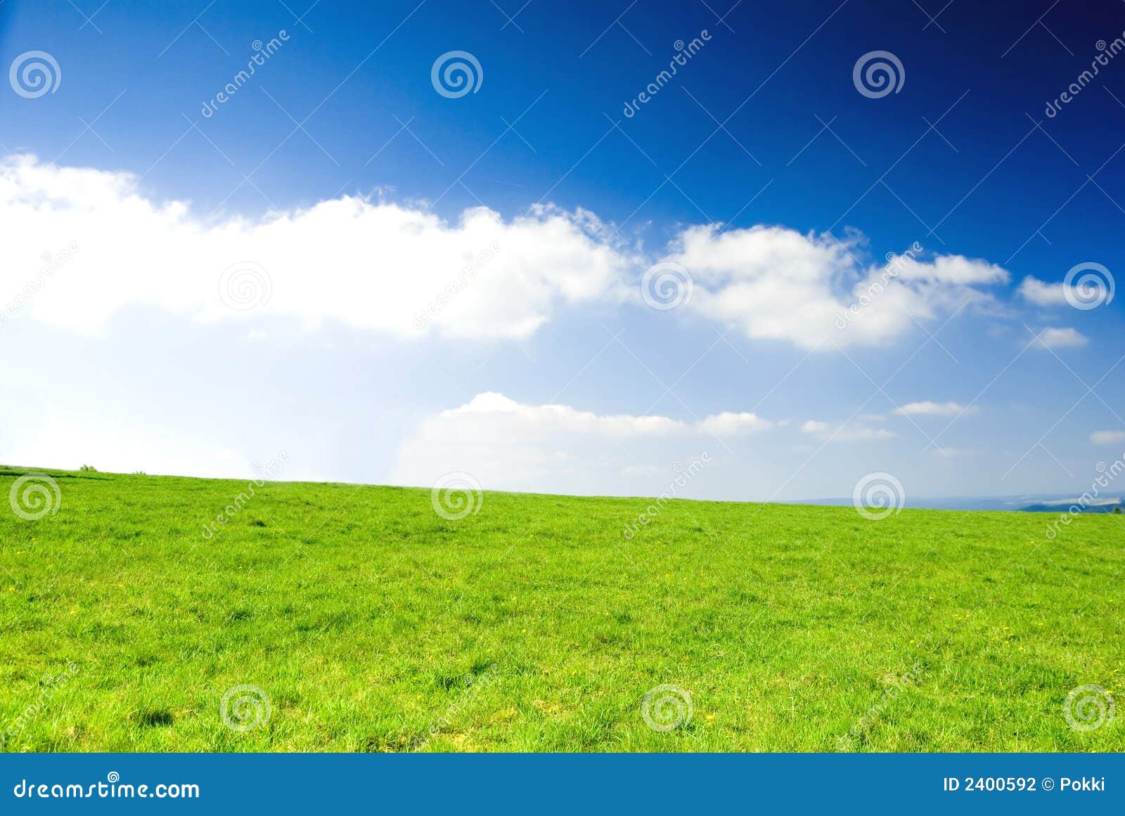 Meadow with Blue Clear Sky. Stock Photo - Image of lawn, cheerful: 2400592