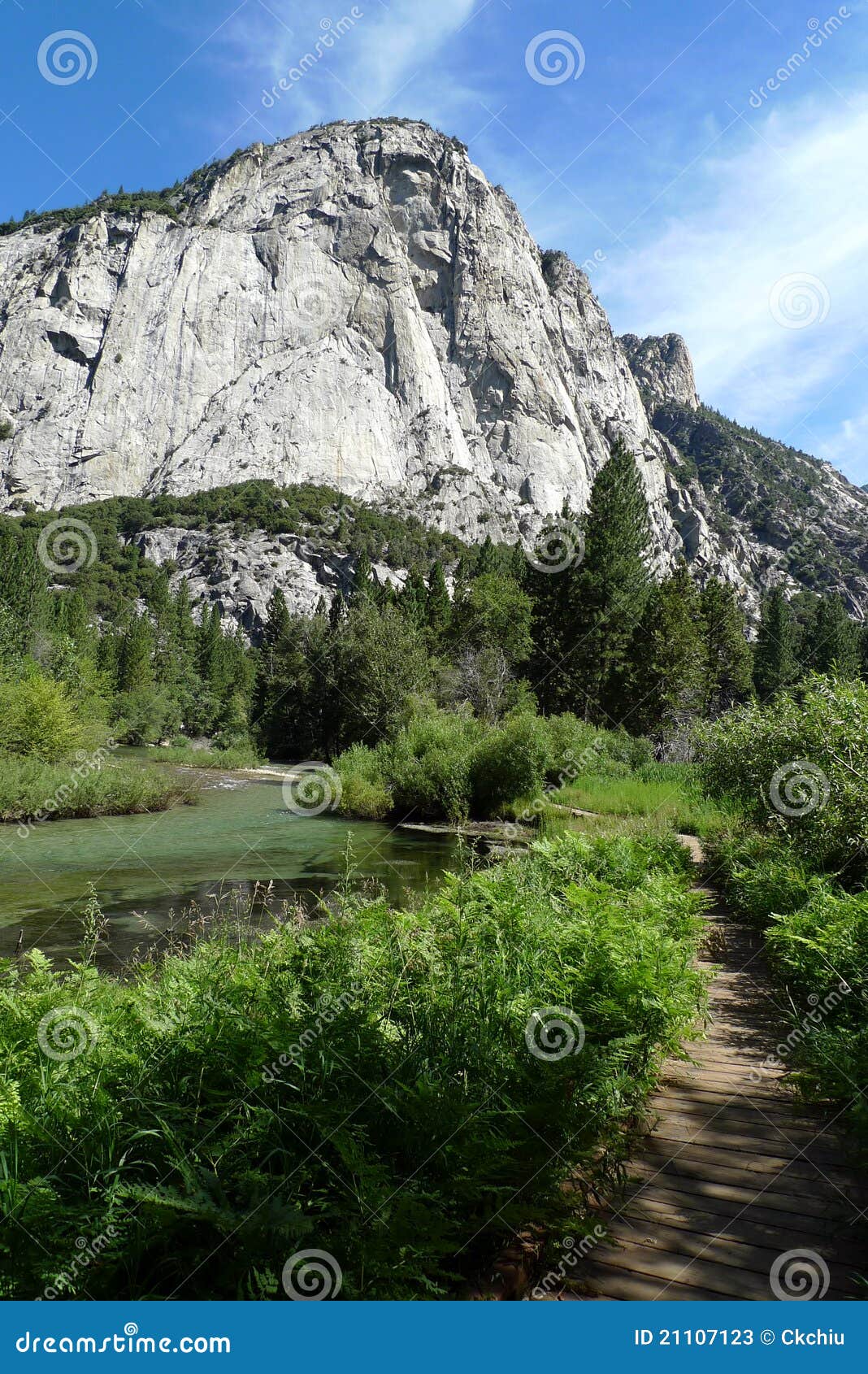 Meadow, Boardwalk and Granite Dome Stock Image - Image of california ...