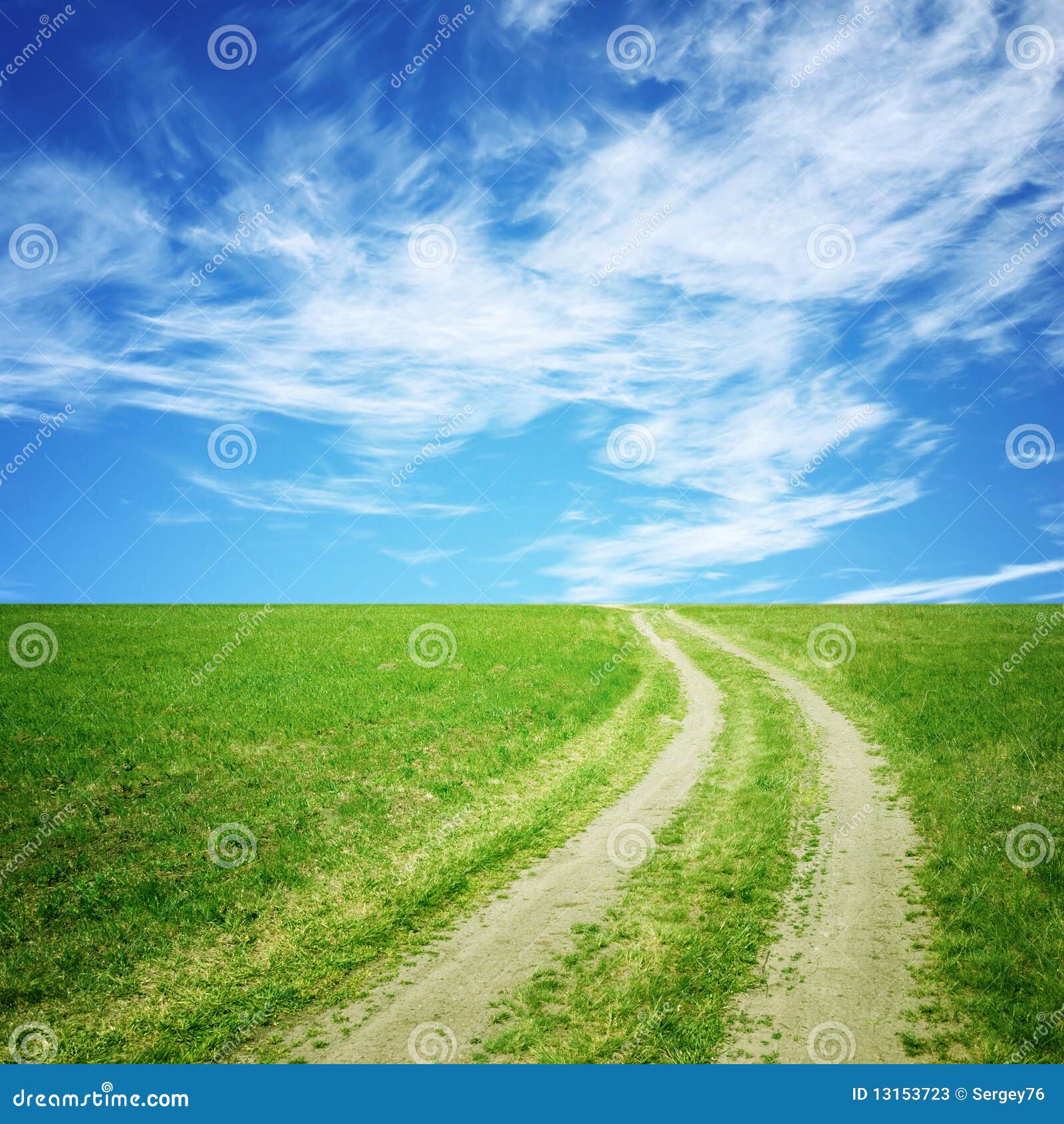 Meadow with Dirt Road and Sky Stock Image - Image of grass, nature ...