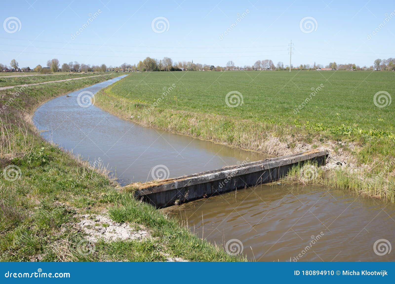 Meadow with a Ditch in the Netherlands Stock Photo - Image of ...