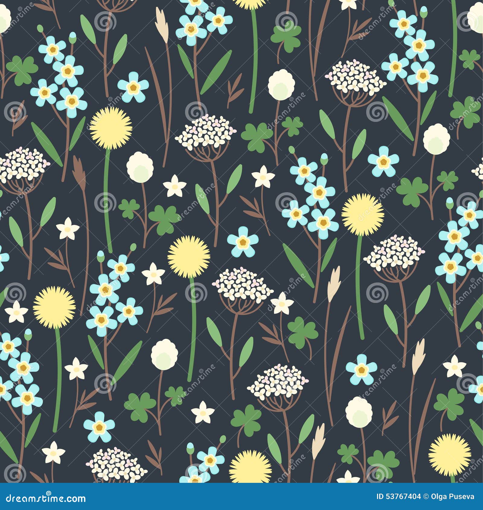Meadow Flowers Seamless Pattern Stock Vector - Illustration of ...