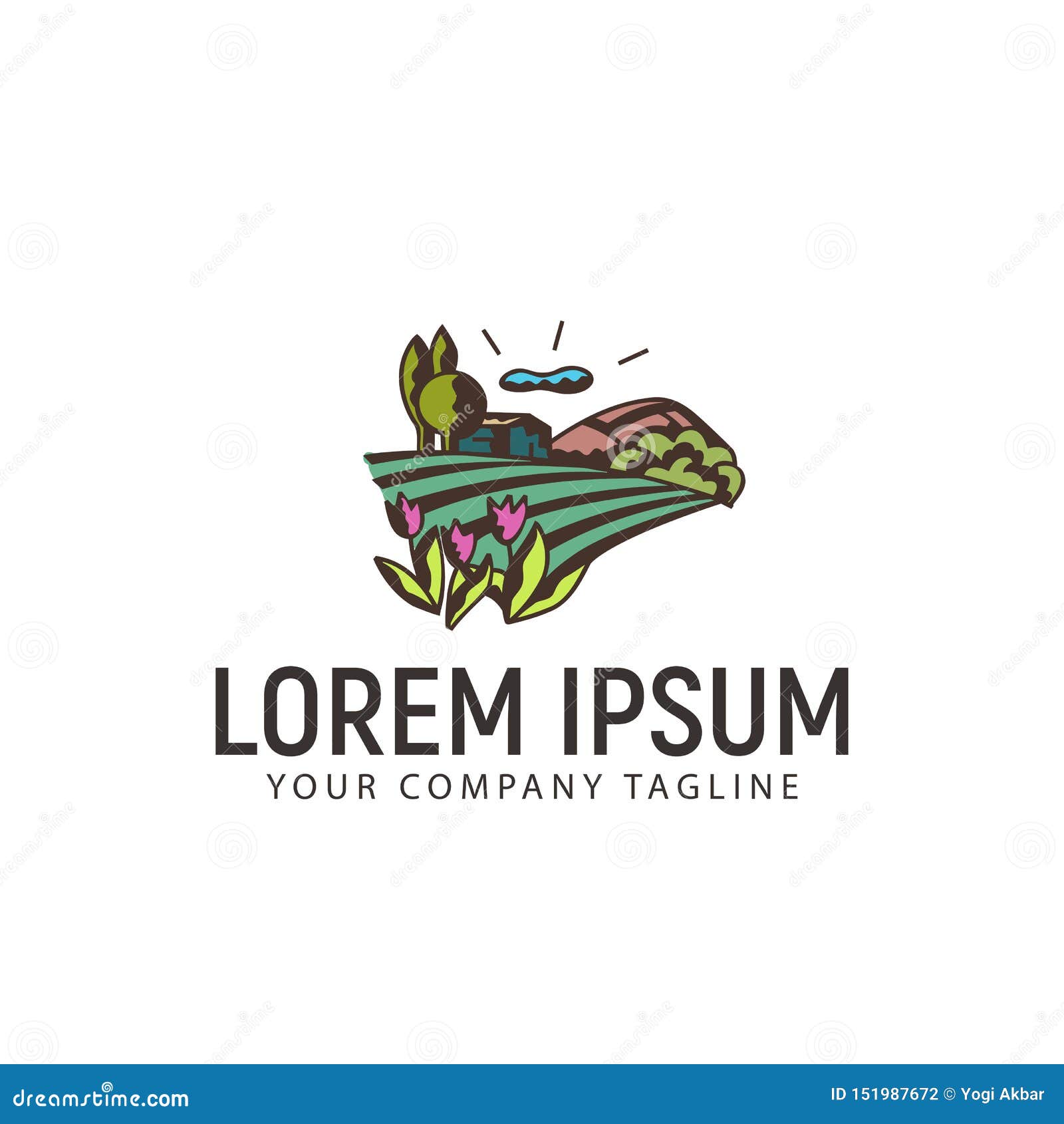 Meadow Hand Drawn Logo Design Concept Template Design Concept Template ...