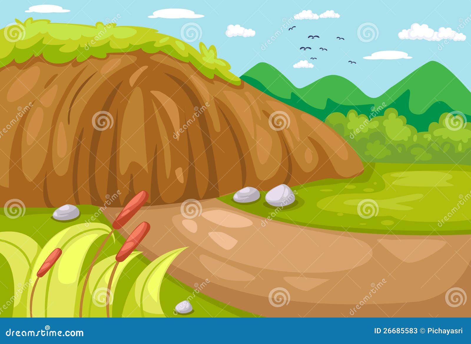 Meadow landscape stock vector. Illustration of cartoon - 26685583