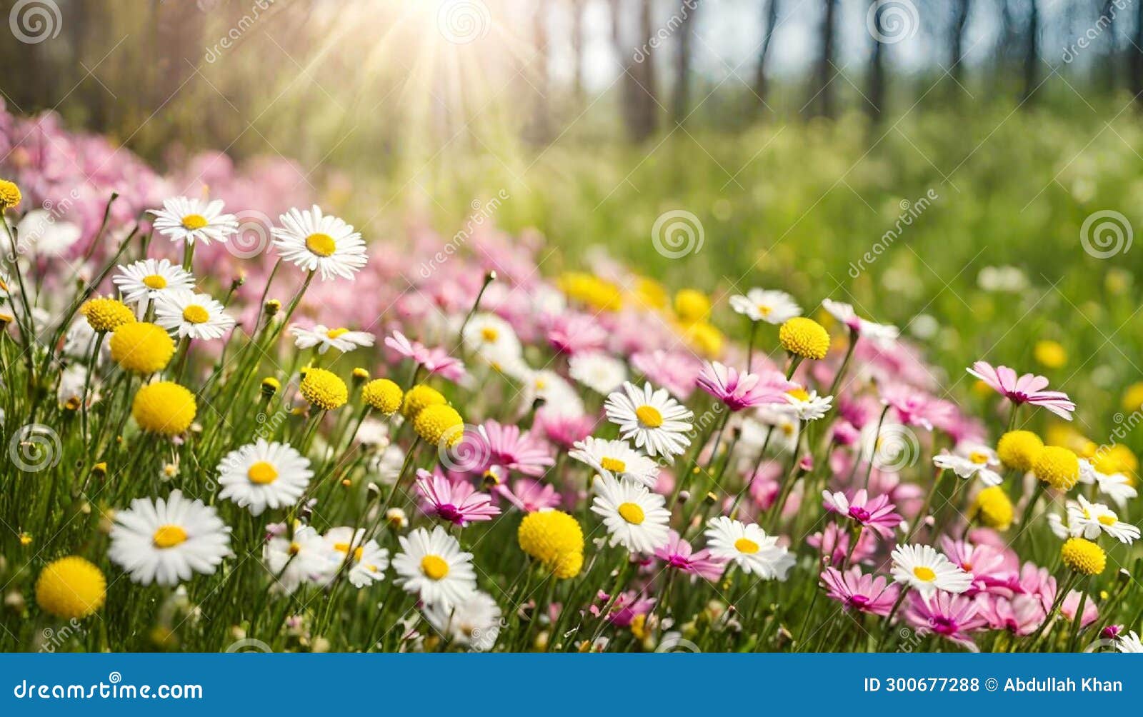 Meadow with Lots of White and Pink Spring Daisy Stock Photo - Image of ...