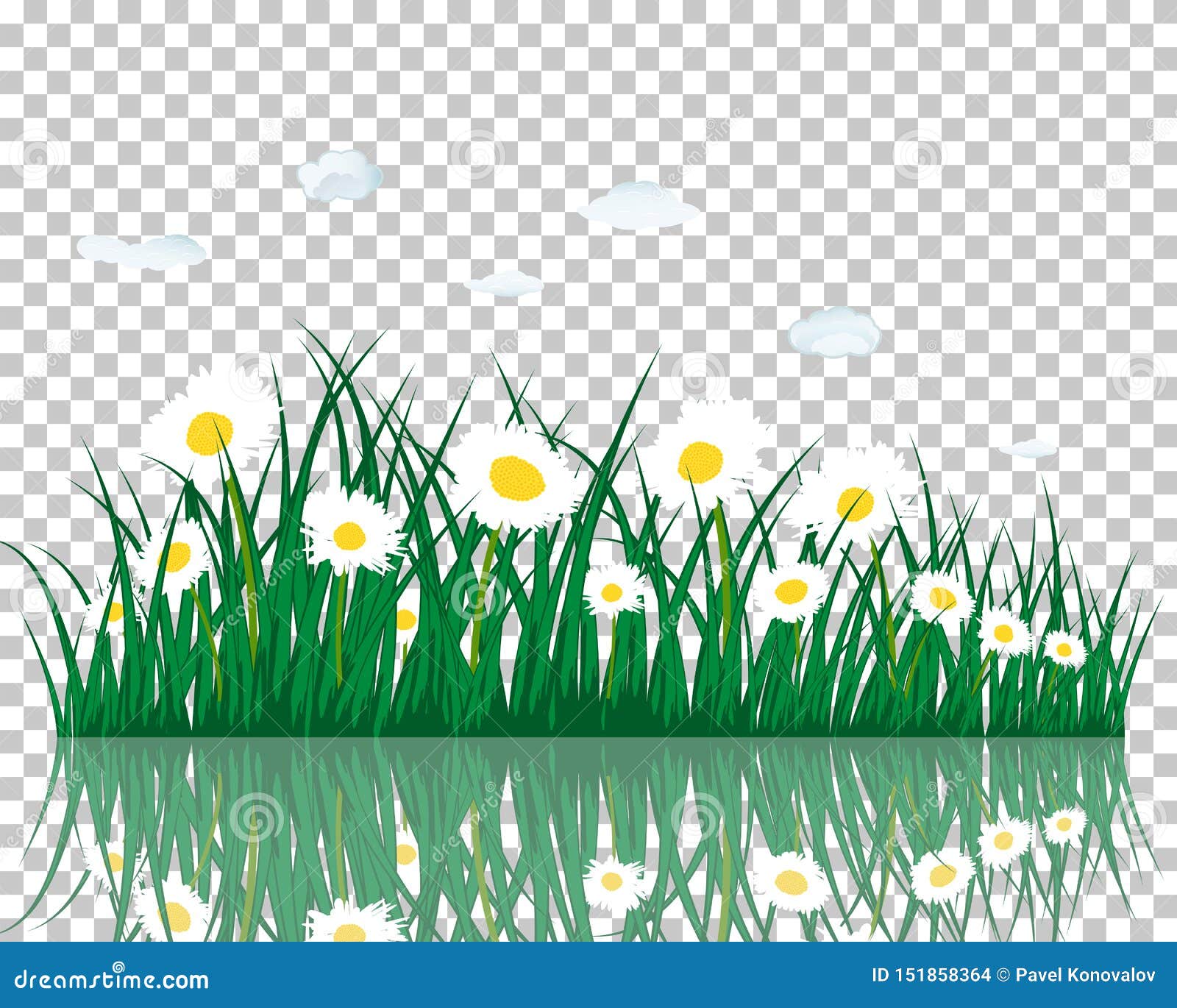 Meadow with reflection stock vector. Illustration of field - 151858364
