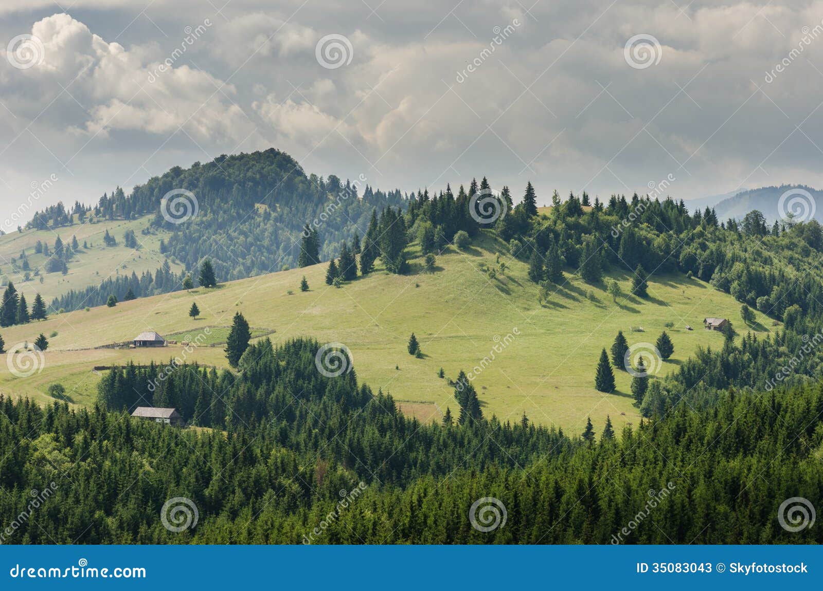 Meadows and a mountain stock image. Image of light, green - 35083043
