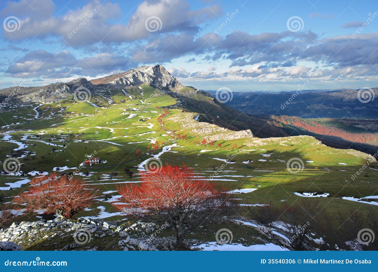 Meadows Surrounding by Mountains in Gorbea. Basque Country Stock Photo ...