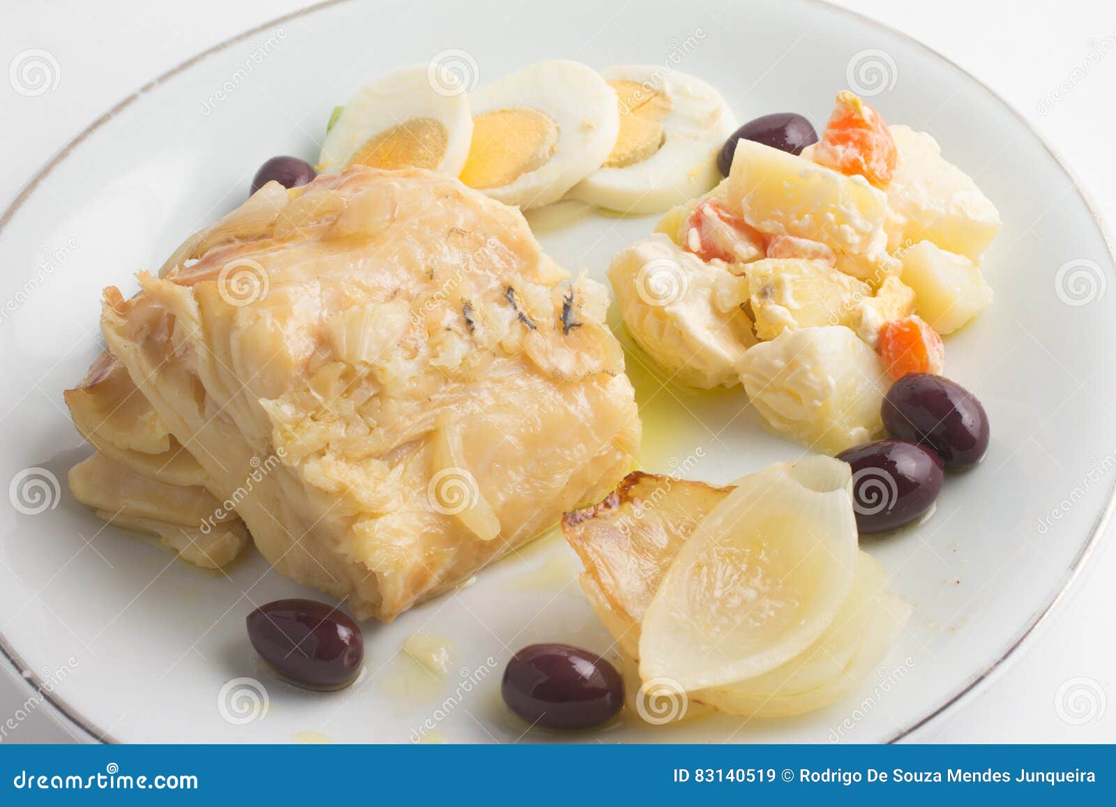 Meal of Boiled Cod Fish stock image. Image of plate, food - 83140519