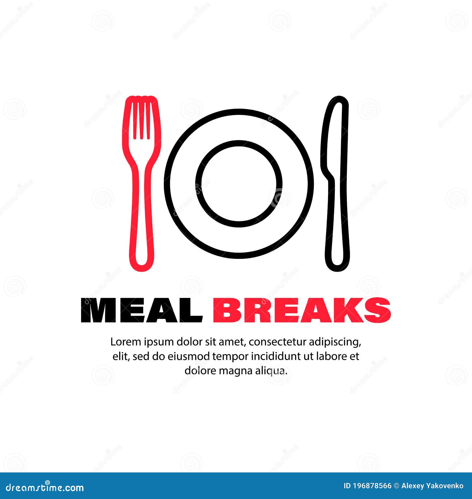 Meal Breaks Icon. Time Break. Fork, Spoon, Plate. Lunch, Dinner. Vector ...