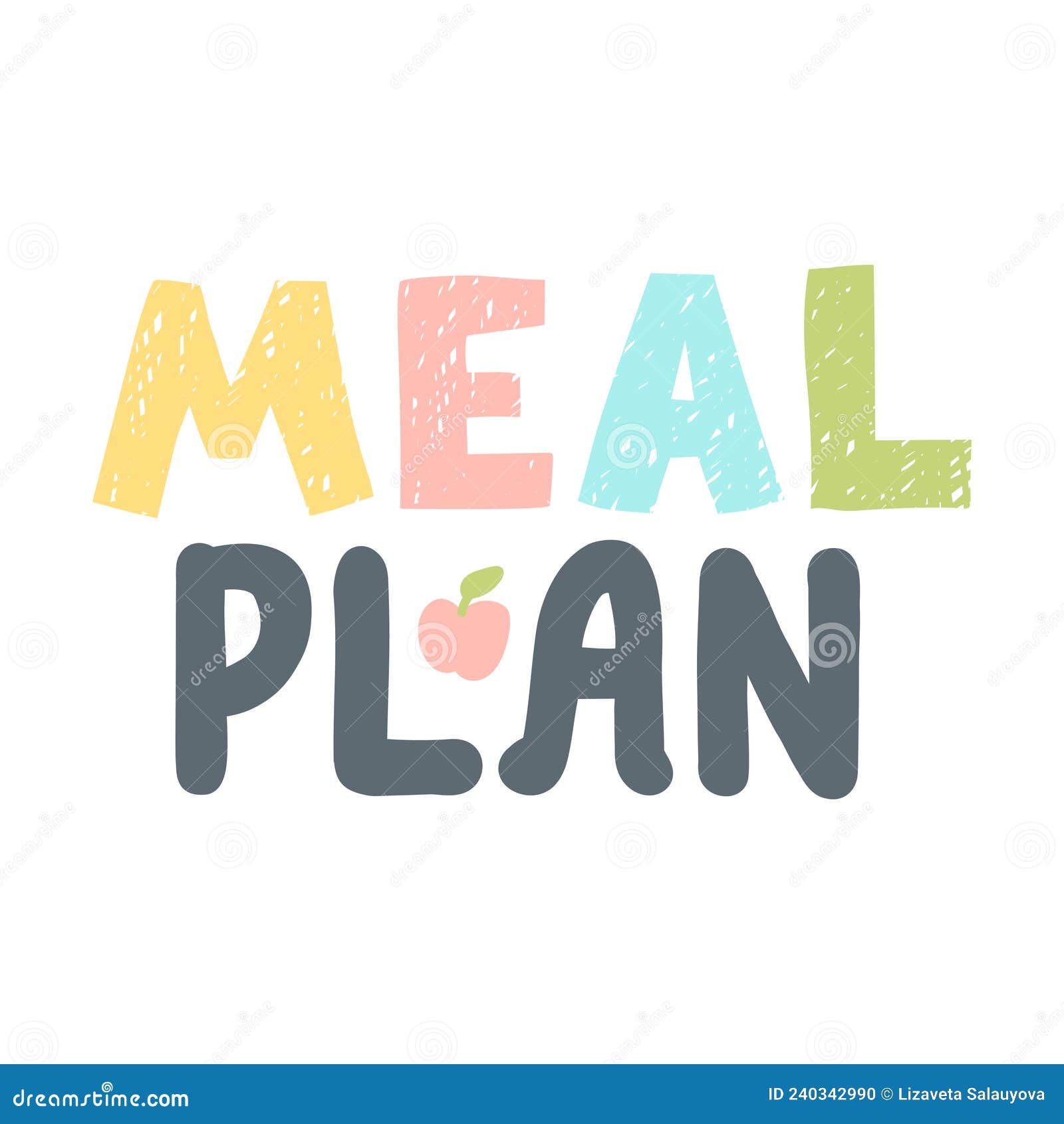 Meal Plan - Lettering stock vector. Illustration of colorful - 240342990